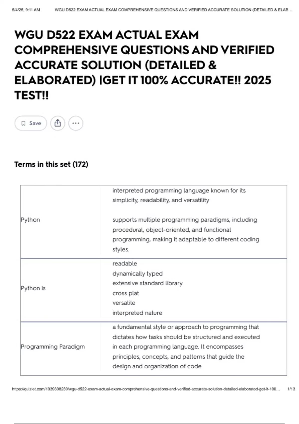 WGU D522 EXAM ACTUAL EXAM COMPREHENSIVE QUESTIONS AND VERIFIED ACCURATE ...