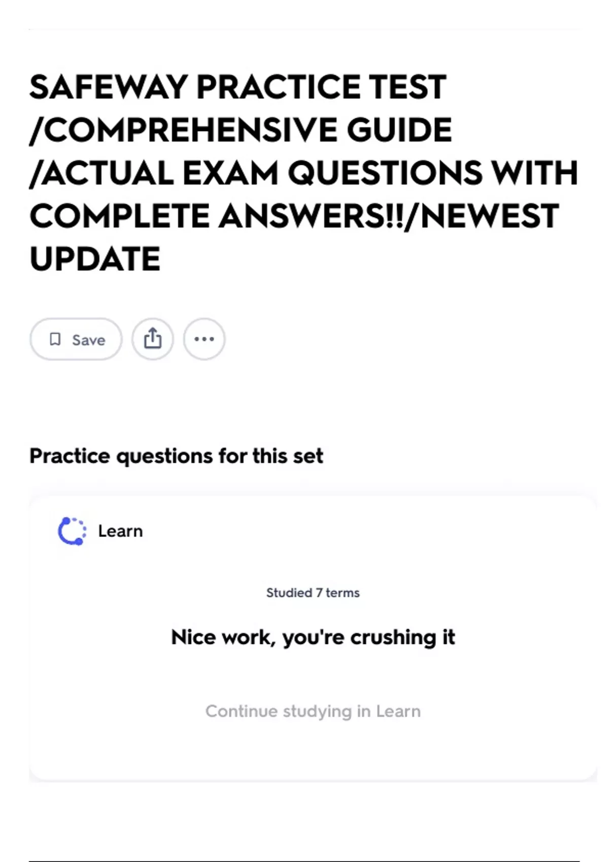 SAFEWAY PRACTICE TEST /COMPREHENSIVE GUIDE /ACTUAL EXAM QUESTIONS WITH ...
