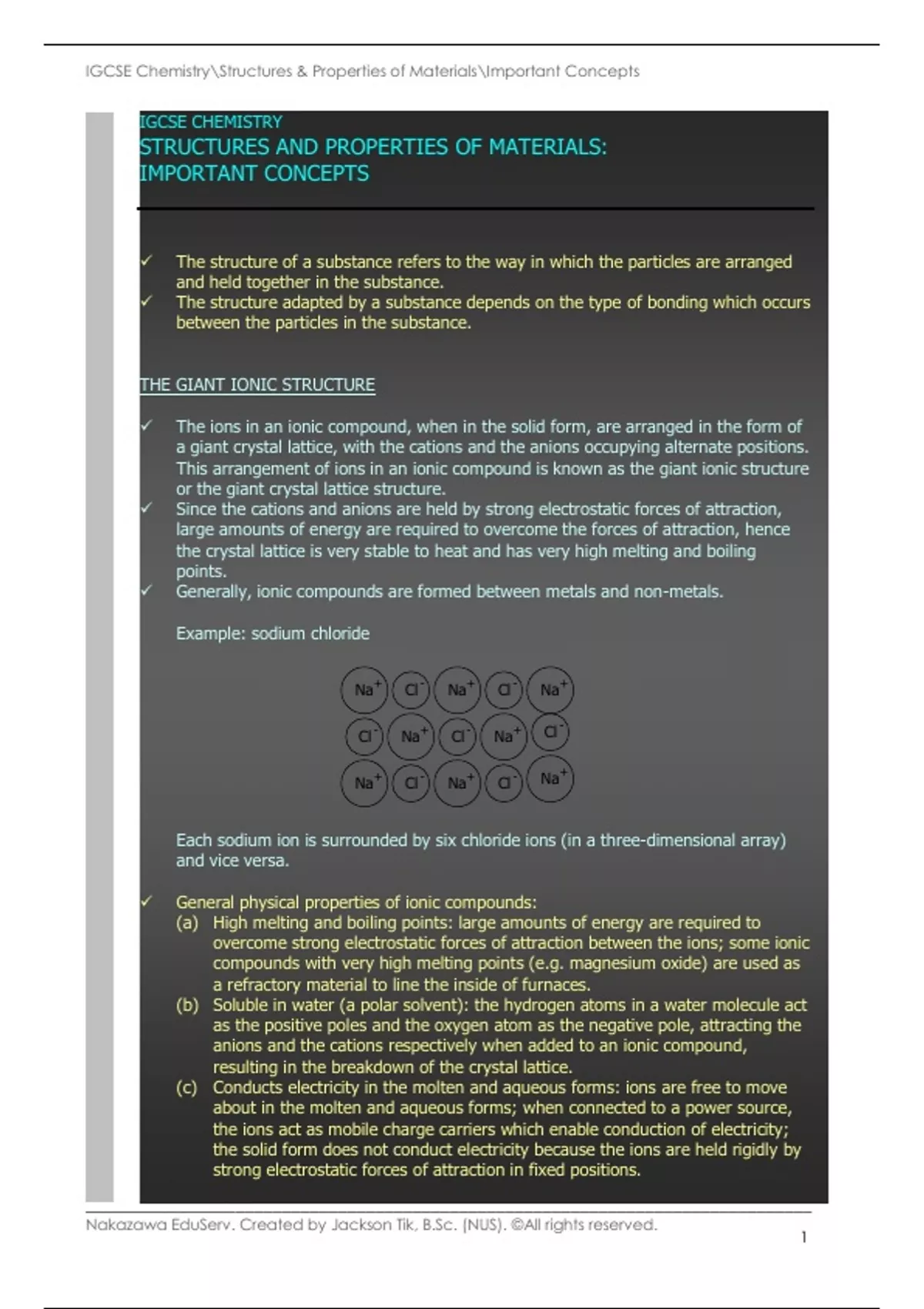 Summary GCE GCSE IGCSE Secondary School High School Chemistry ...