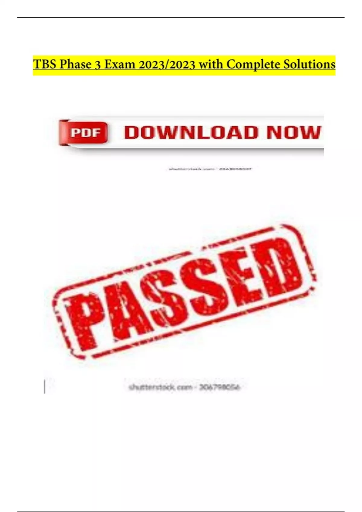 TBS Phase 3 Exam 2025 with Complete Solutions - Tbs - Stuvia US