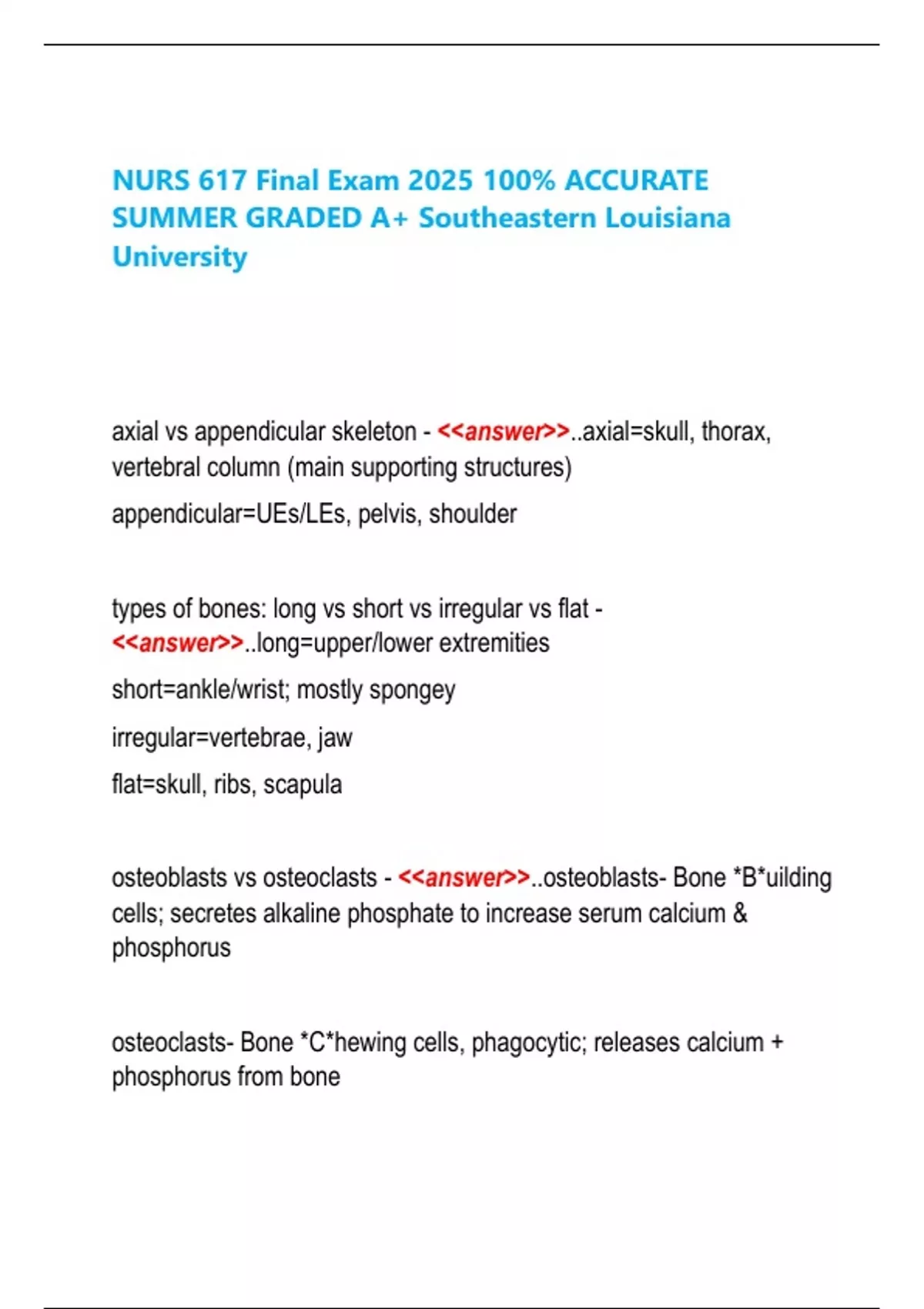 NURS 617 Final Exam 2025 100% ACCURATE SUMMER GRADED A+ Southeastern ...