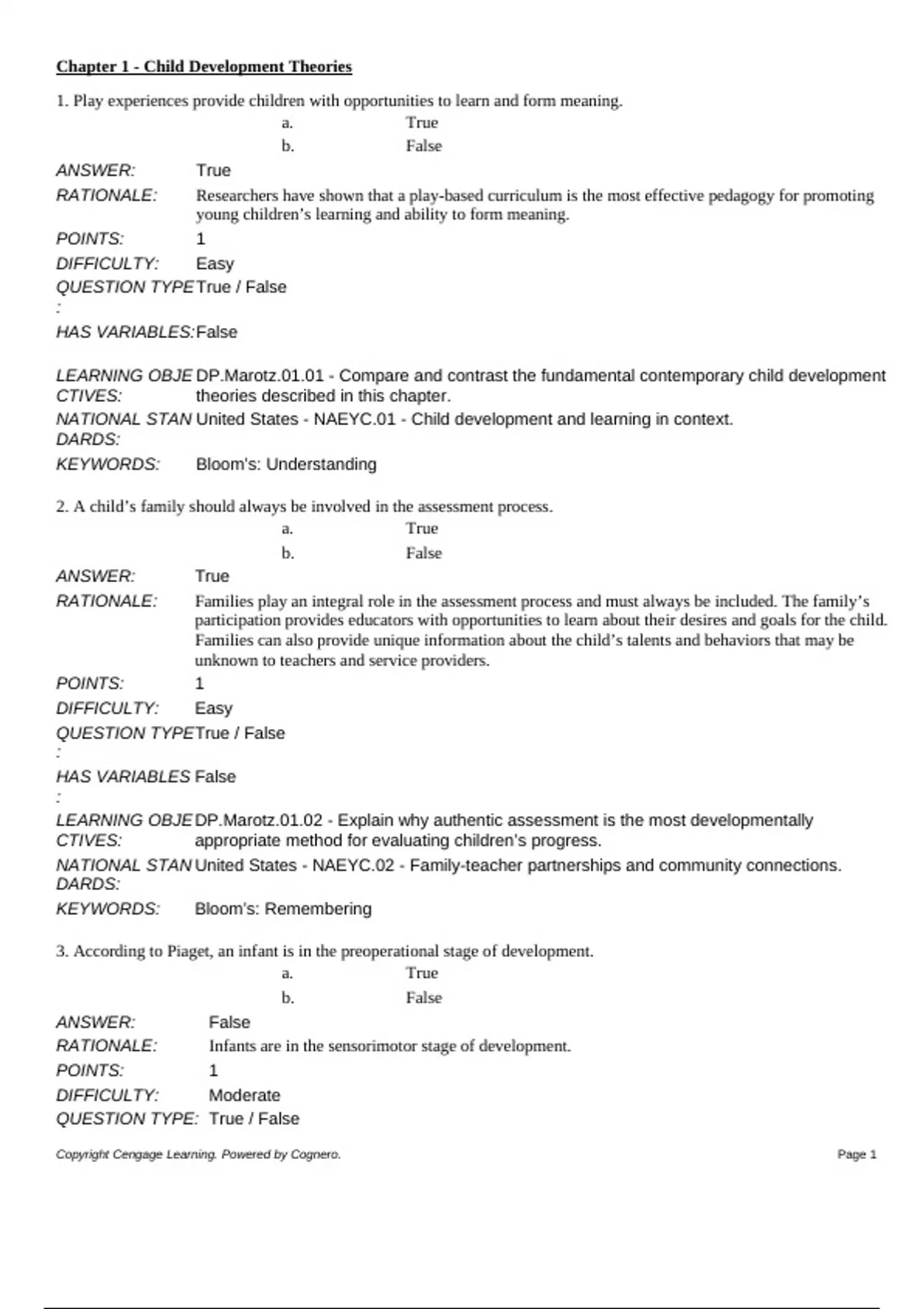 test bank, exams: Developmental Profiles Pre-Birth Through Adolescence ...