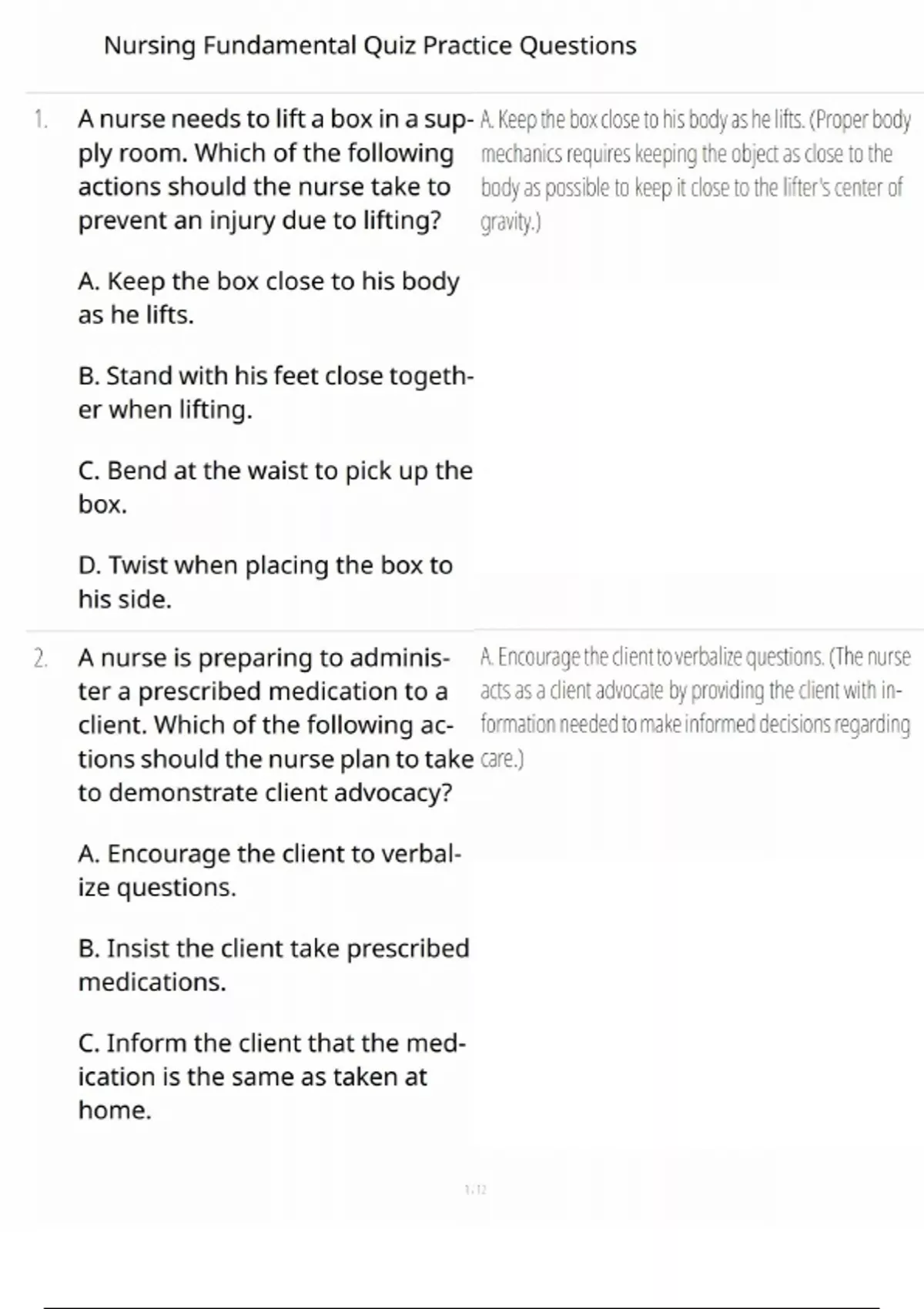 Nursing Fundamentals Quiz: Practice Questions to Ace Your Exam ...