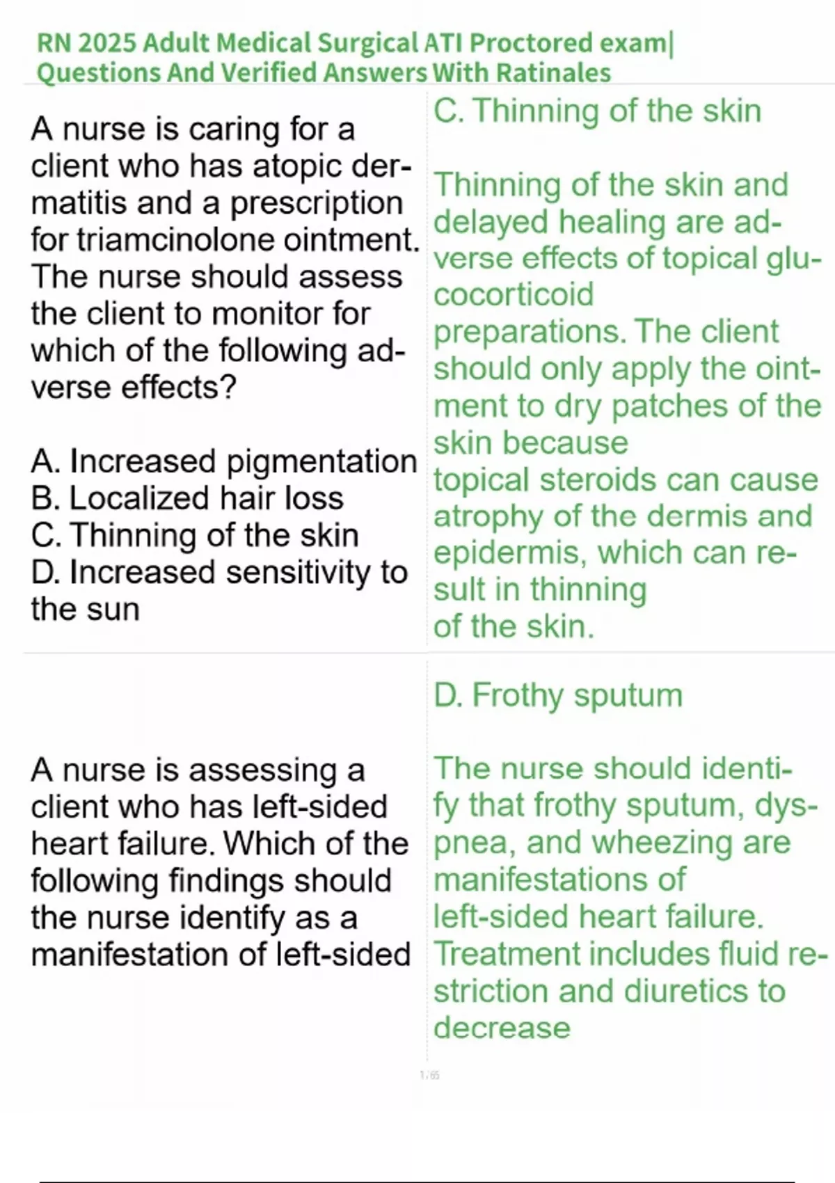 RN 2025 Adult Medical Surgical ATI Proctored exam|Questions And ...