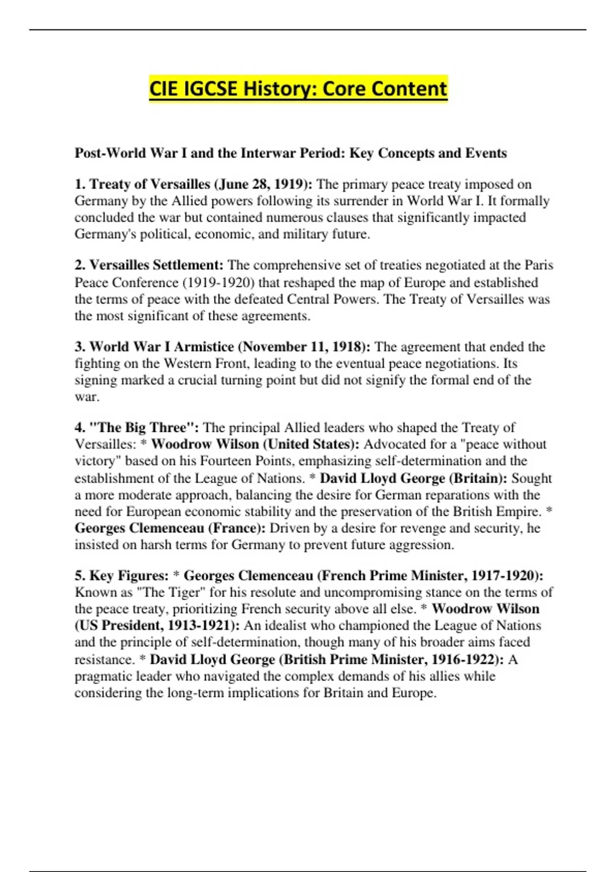 CIE IGCSE History – Core Content – Interwar Period and Road to World War II – Complete Revision ...