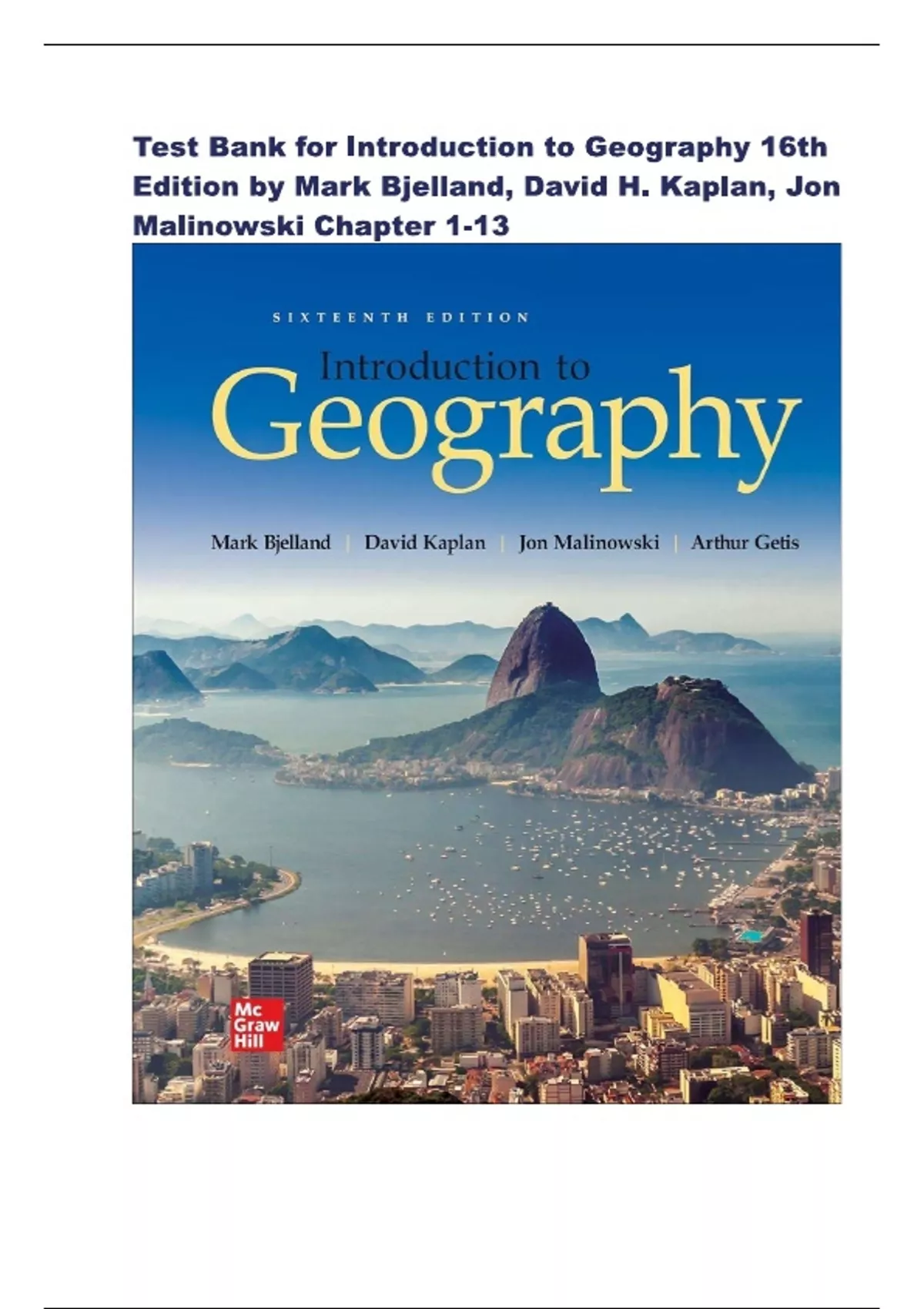 Test Bank for Introduction to Geography, 16th Edition by Bjelland ...