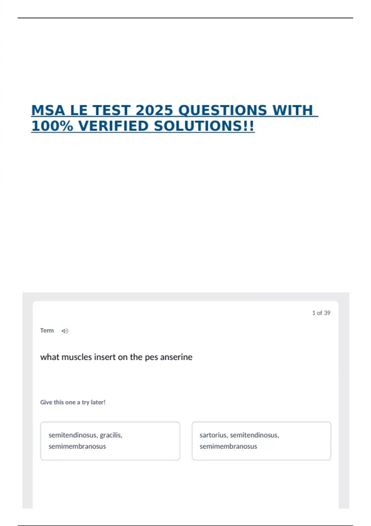 MSA LE TEST 2025 QUESTIONS WITH 100% VERIFIED SOLUTIONS!! - MSA LE ...