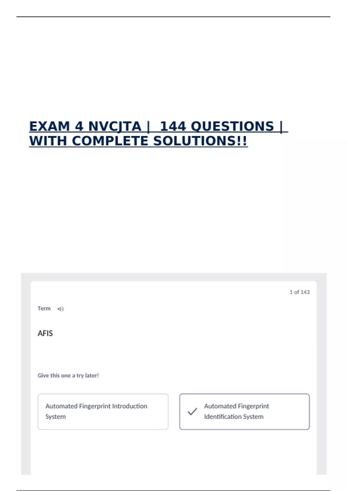 EXAM 4 NVCJTA | 144 QUESTIONS | WITH COMPLETE SOLUTIONS!! - NVCJTA ...