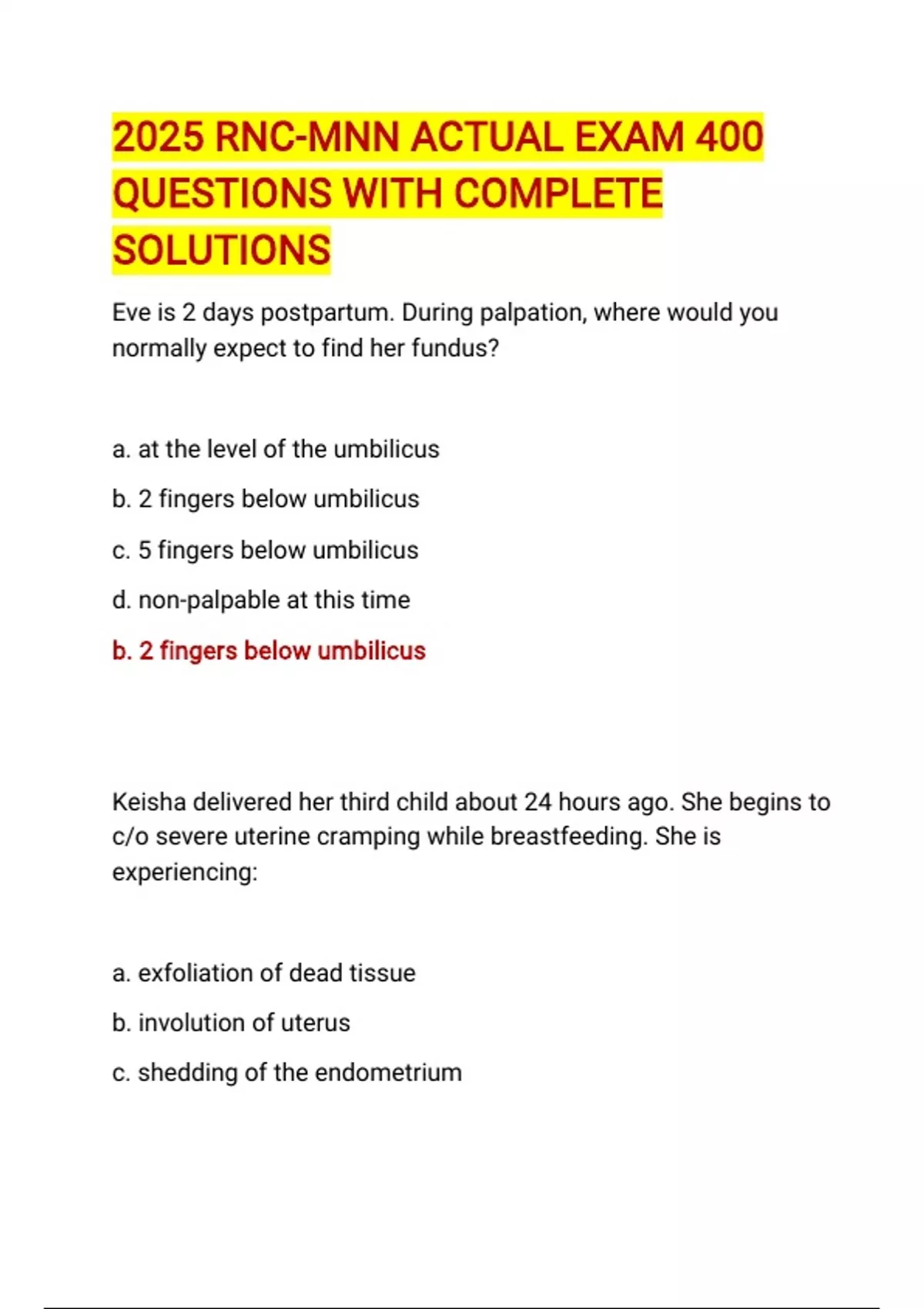 2025 RNC-MNN ACTUAL EXAM 400 QUESTIONS WITH COMPLETE SOLUTIONS. - RNC ...