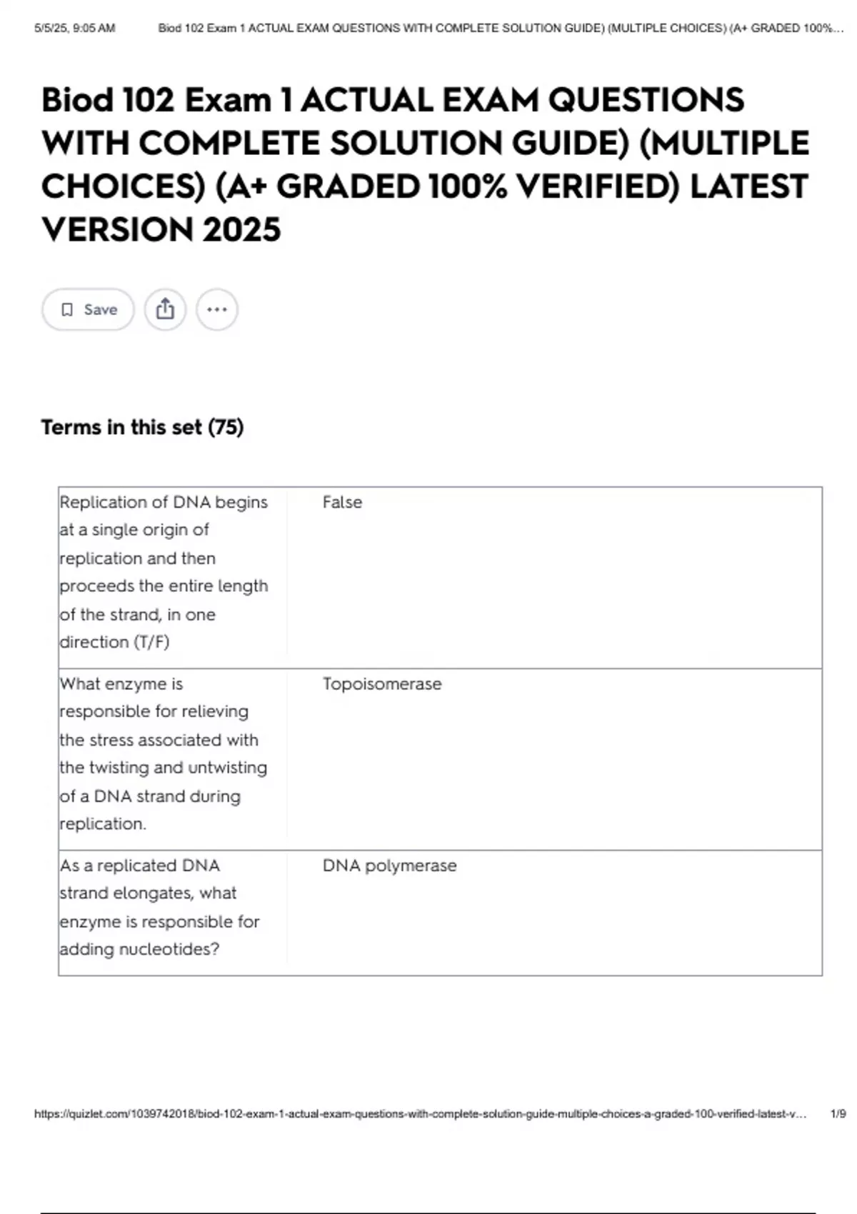 Biod 102 Exam 1 ACTUAL EXAM QUESTIONS WITH COMPLETE SOLUTION GUIDE ...