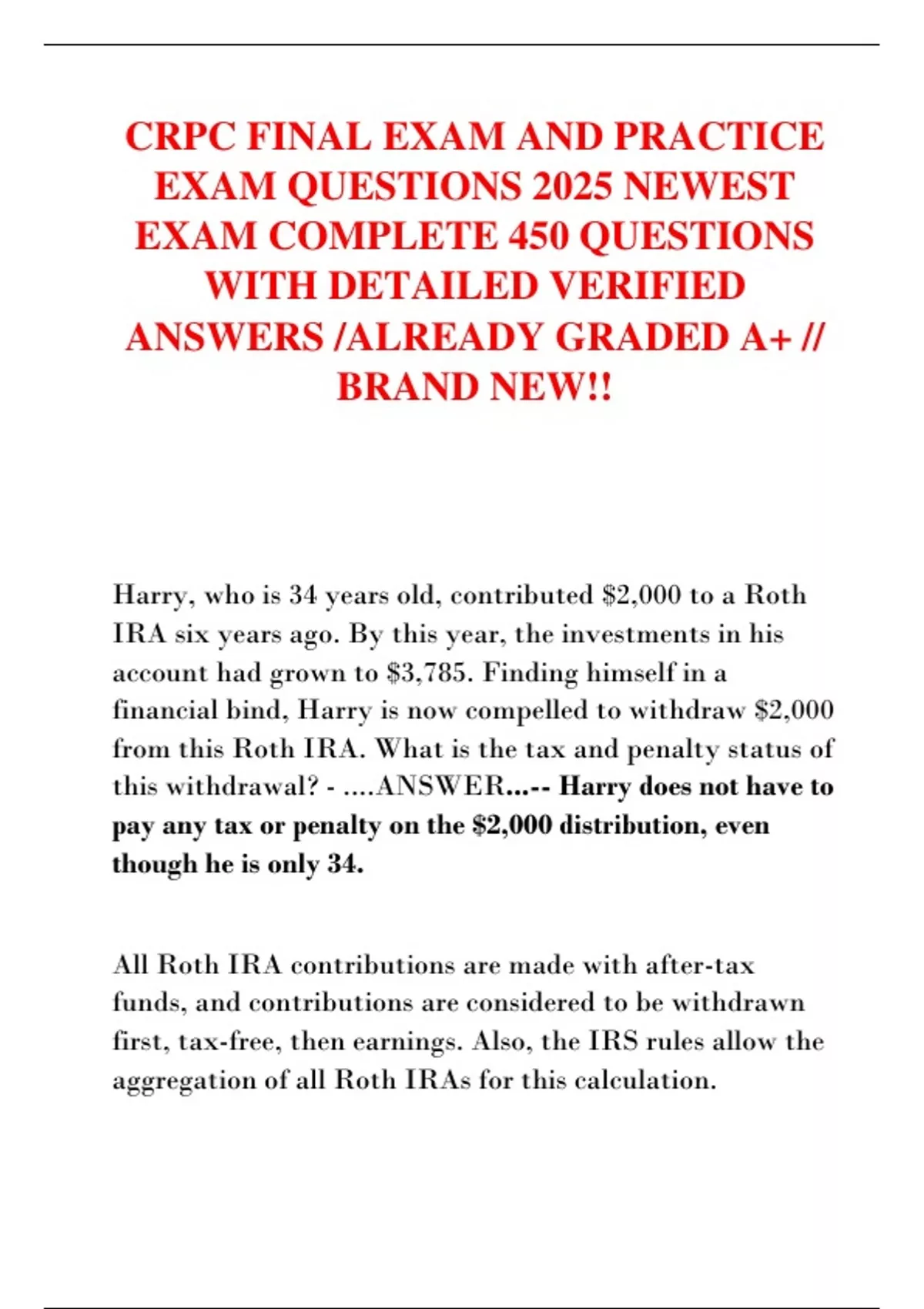 CRPC FINAL EXAM AND PRACTICE EXAM QUESTIONS 2025 NEWEST EXAM COMPLETE ...