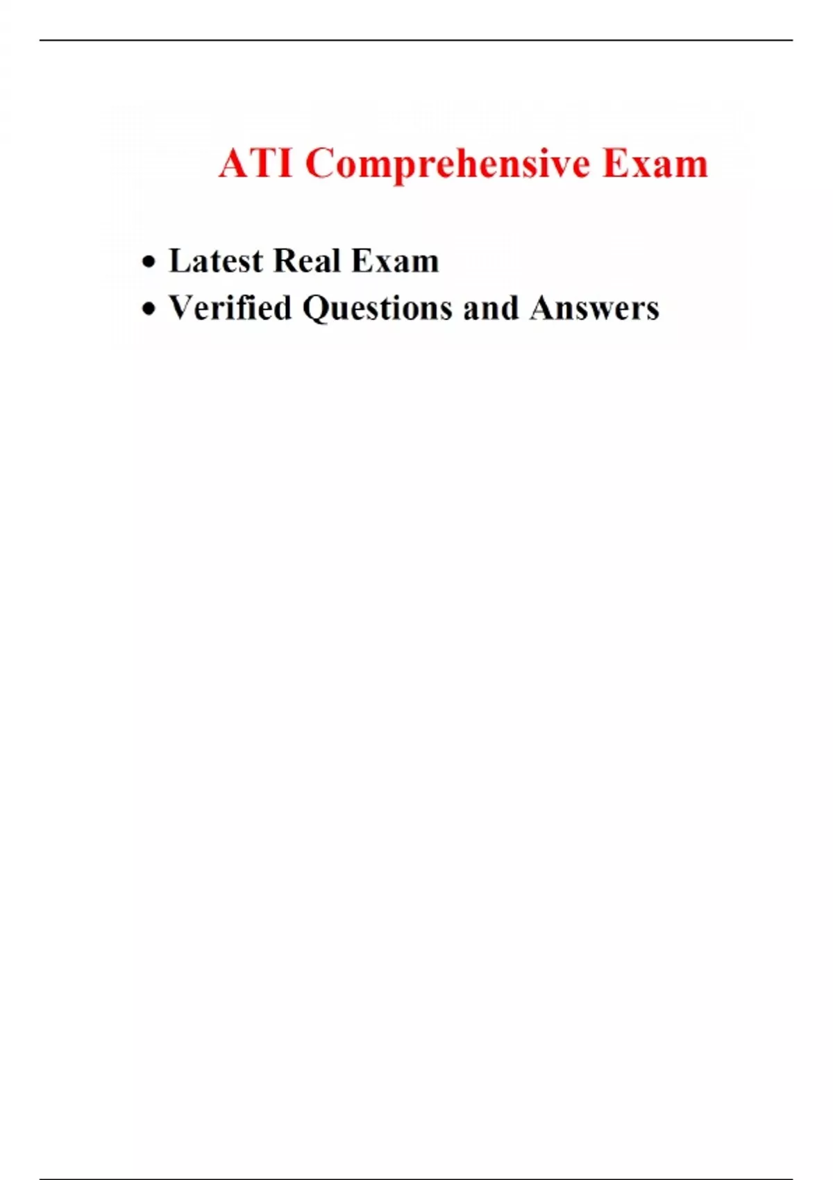 ATI Comprehensive Predictor Exam / Comprehensive Predictor ATI Exam ...