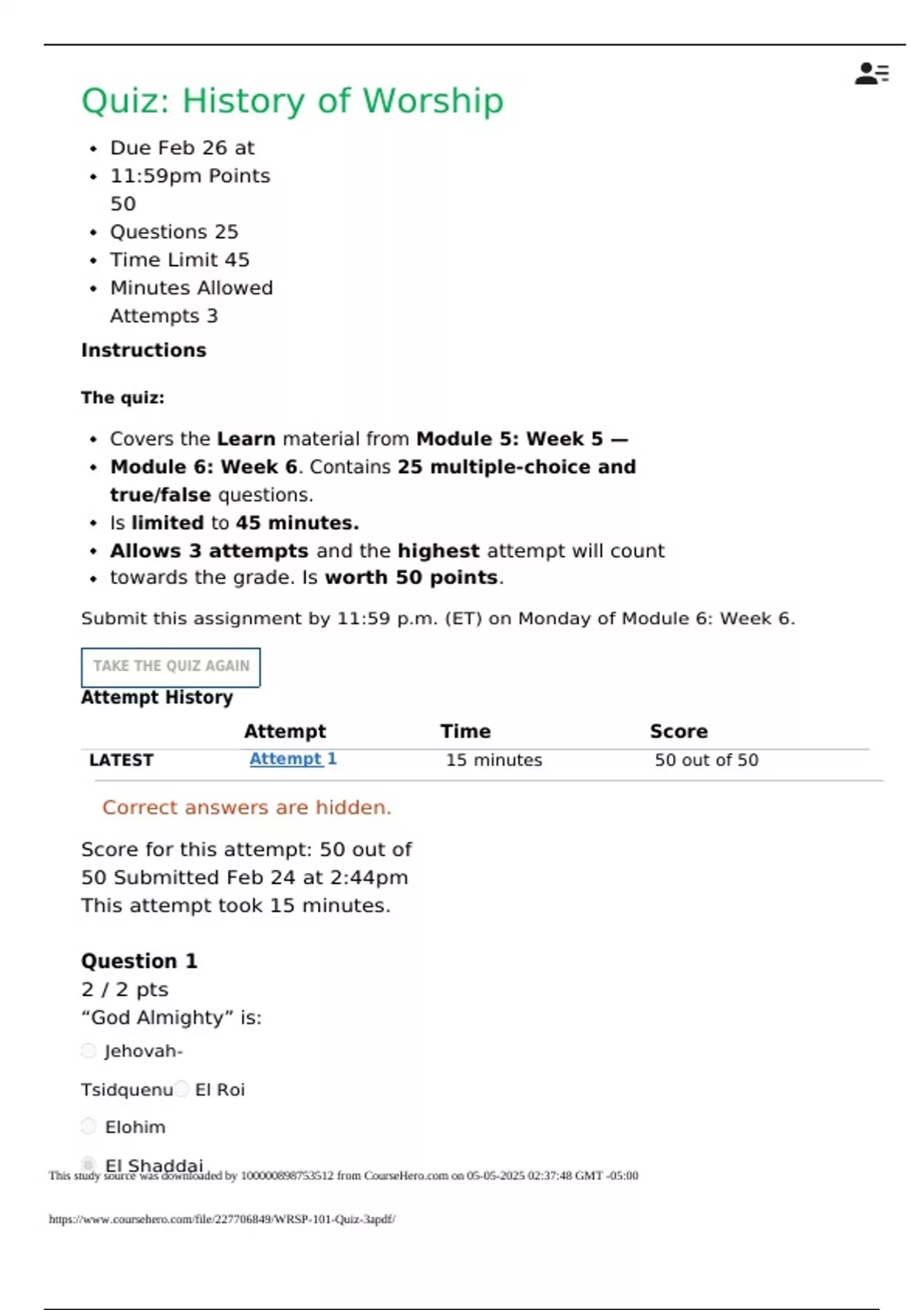 WRSP_101_Quiz_3a Questions and answers latest updates 2025 - WRSP 101 ...