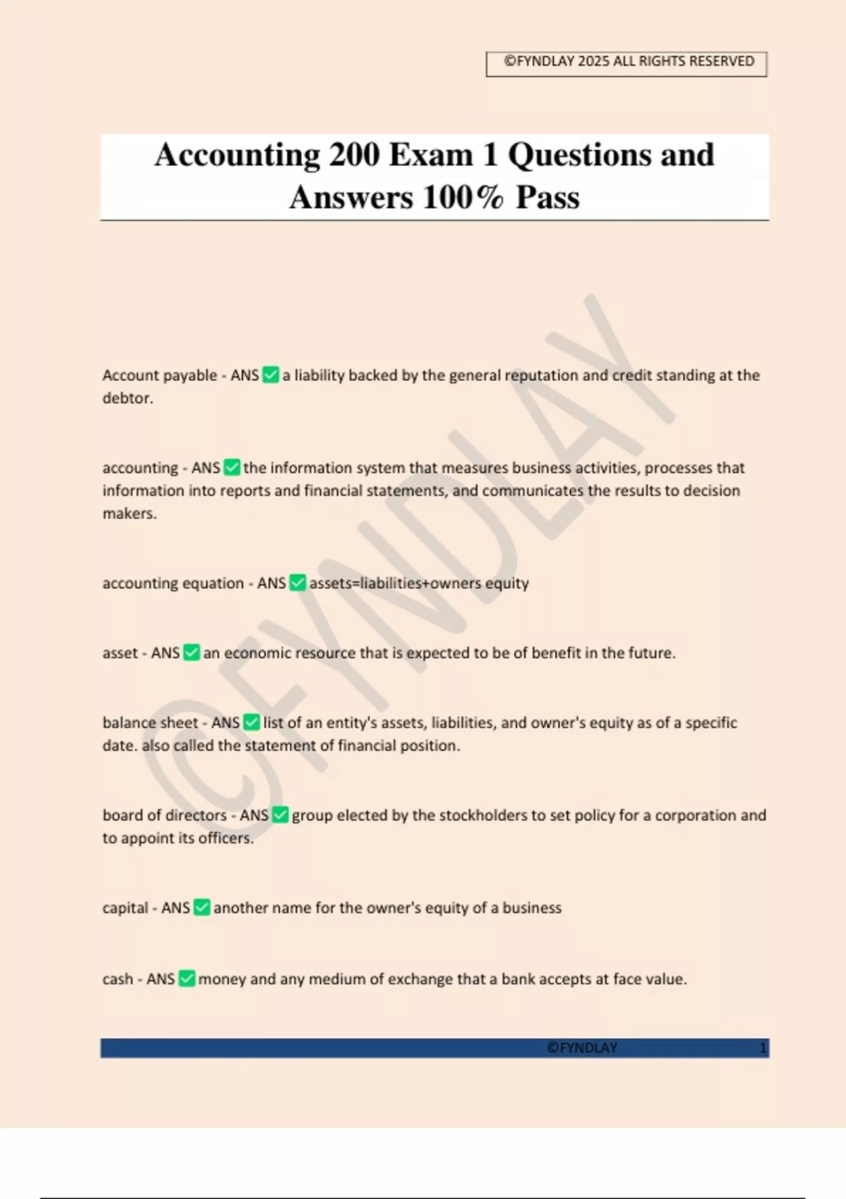 Accounting 200 Exam 1 Questions and Answers 100% Pass - Accounting 200 ...