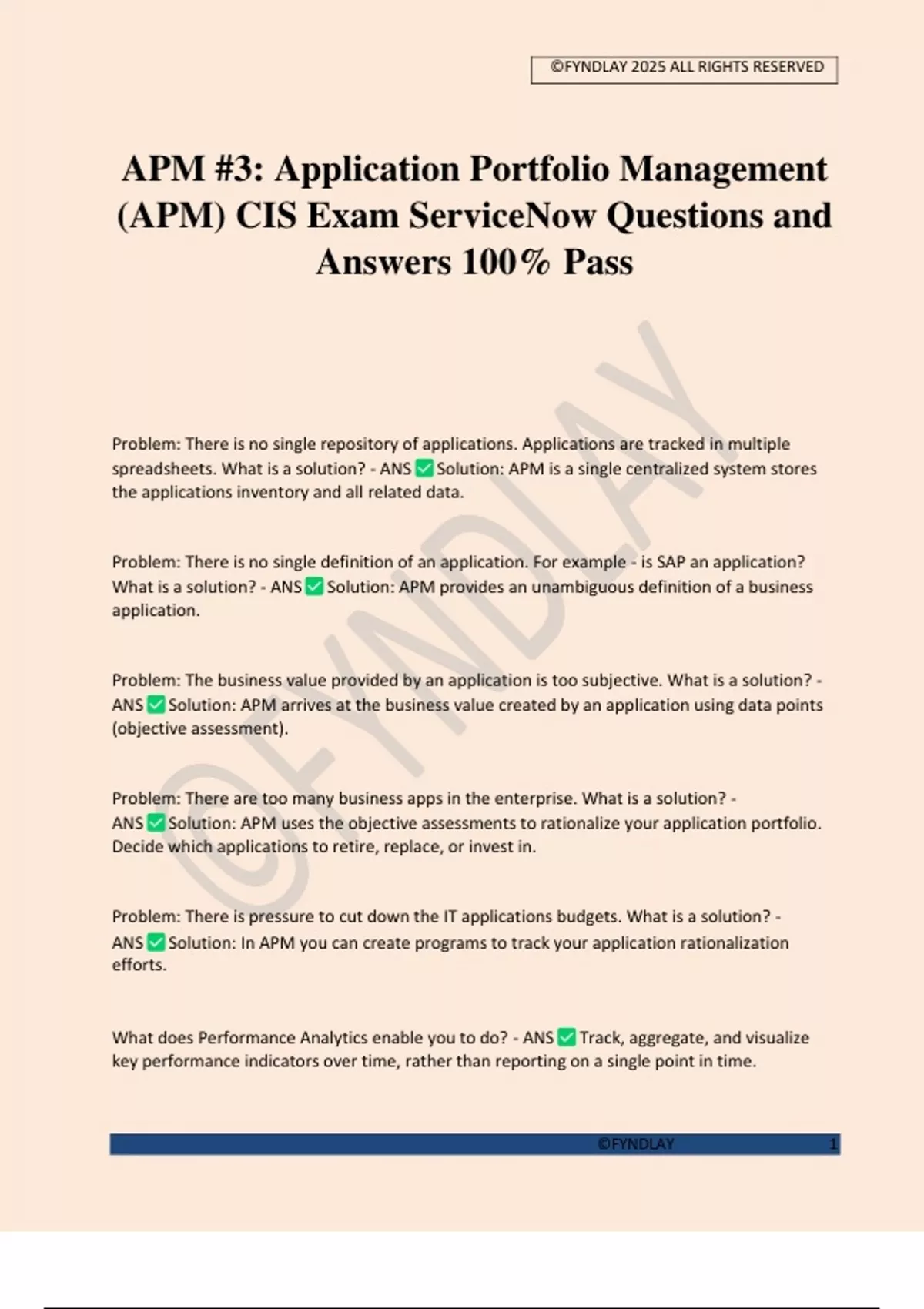 APM #3: Application Portfolio Management (APM) CIS Exam ServiceNow Questions and Answers 100% ...