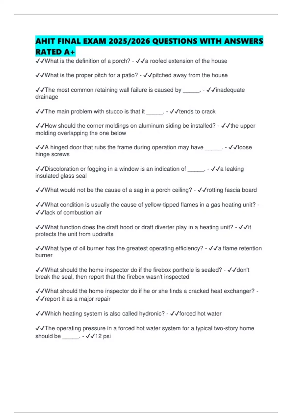 AHIT FINAL EXAM 2025/2026 QUESTIONS WITH ANSWERS RATED A+ - Ahit ...