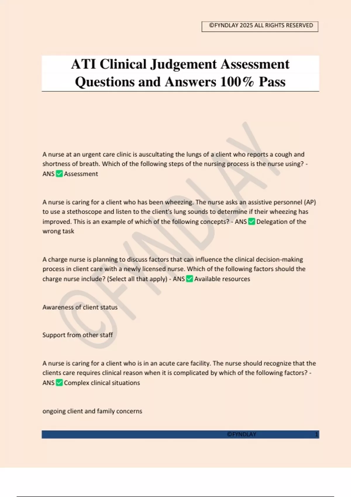 ATI Clinical Judgement Assessment Questions and Answers 100% Pass - ATI ...