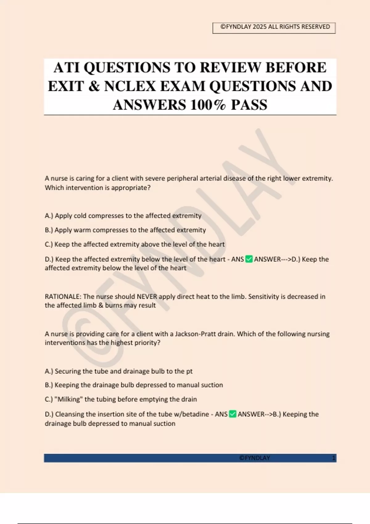 ATI QUESTIONS TO REVIEW BEFORE EXIT & NCLEX EXAM QUESTIONS AND ANSWERS ...