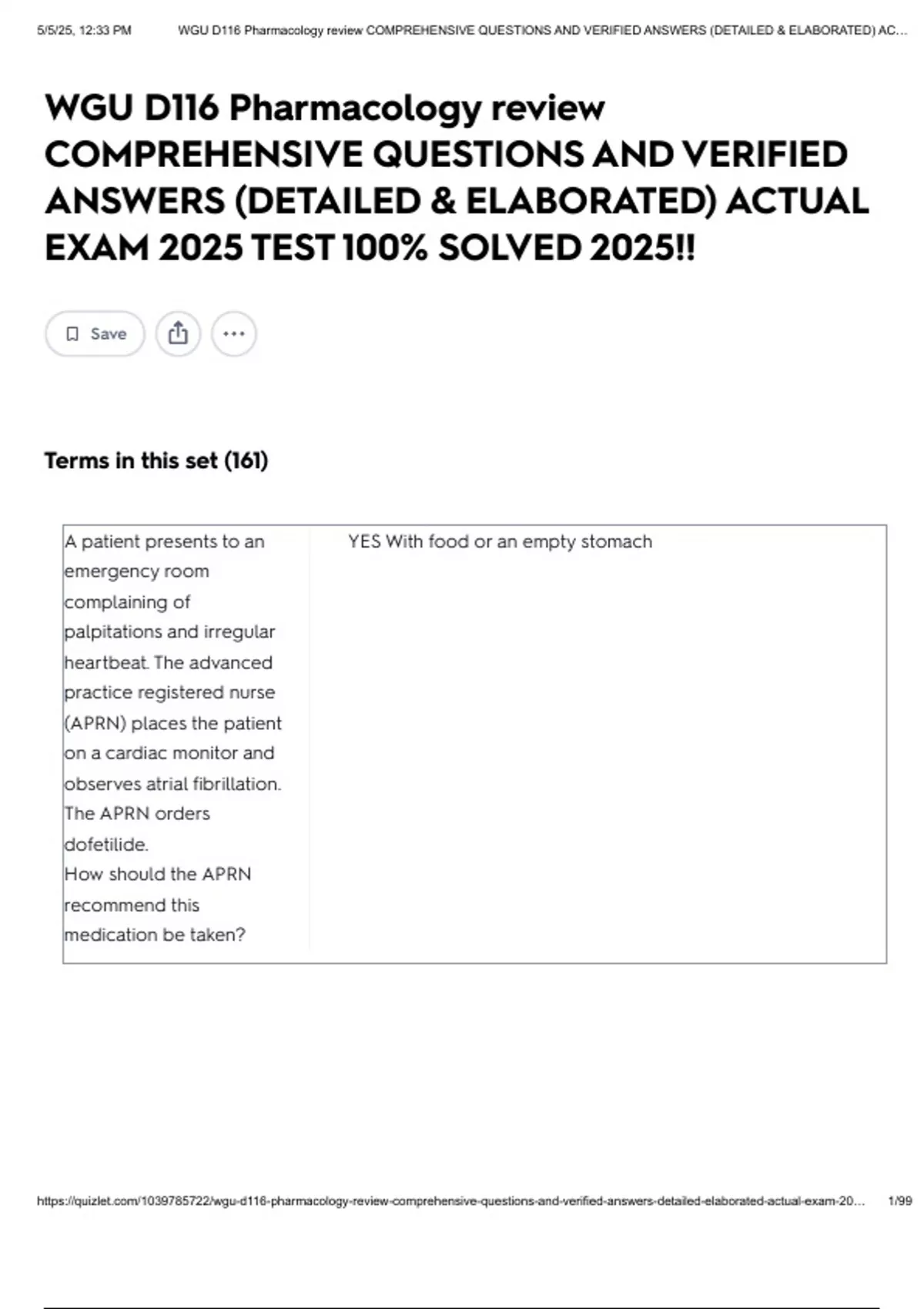 WGU D116 Pharmacology review COMPREHENSIVE QUESTIONS AND VERIFIED ...