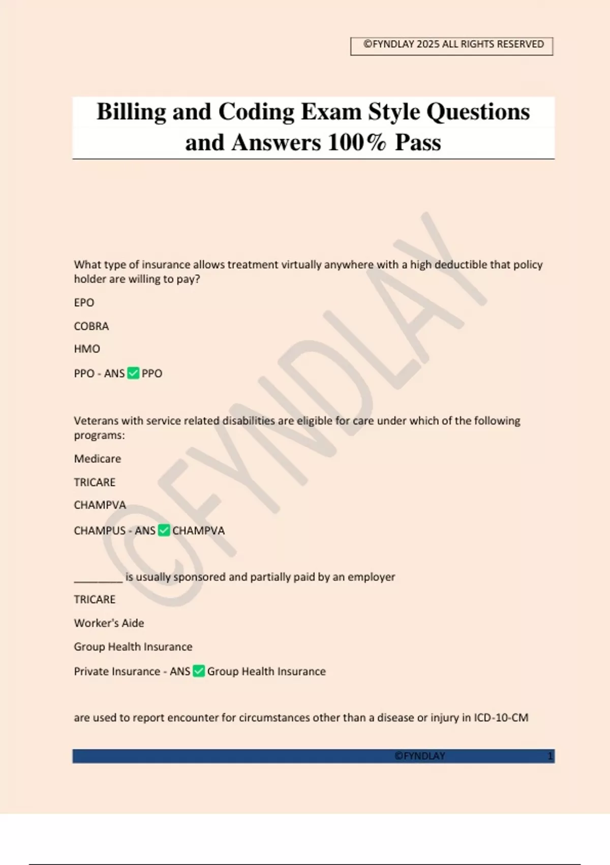 Billing and Coding Exam Style Questions and Answers 100% Pass - Billing ...