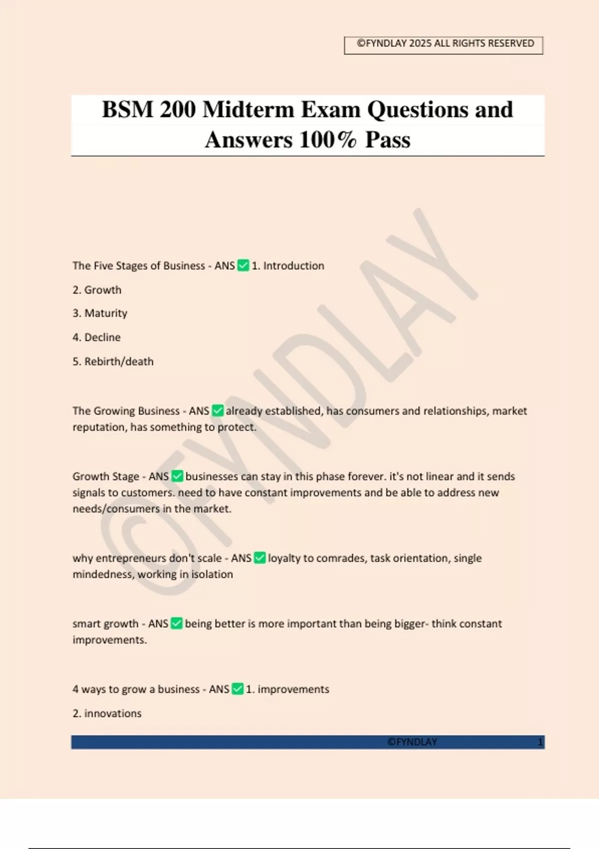 BSM 200 Midterm Exam Questions and Answers 100% Pass - BSM 200 - Stuvia US