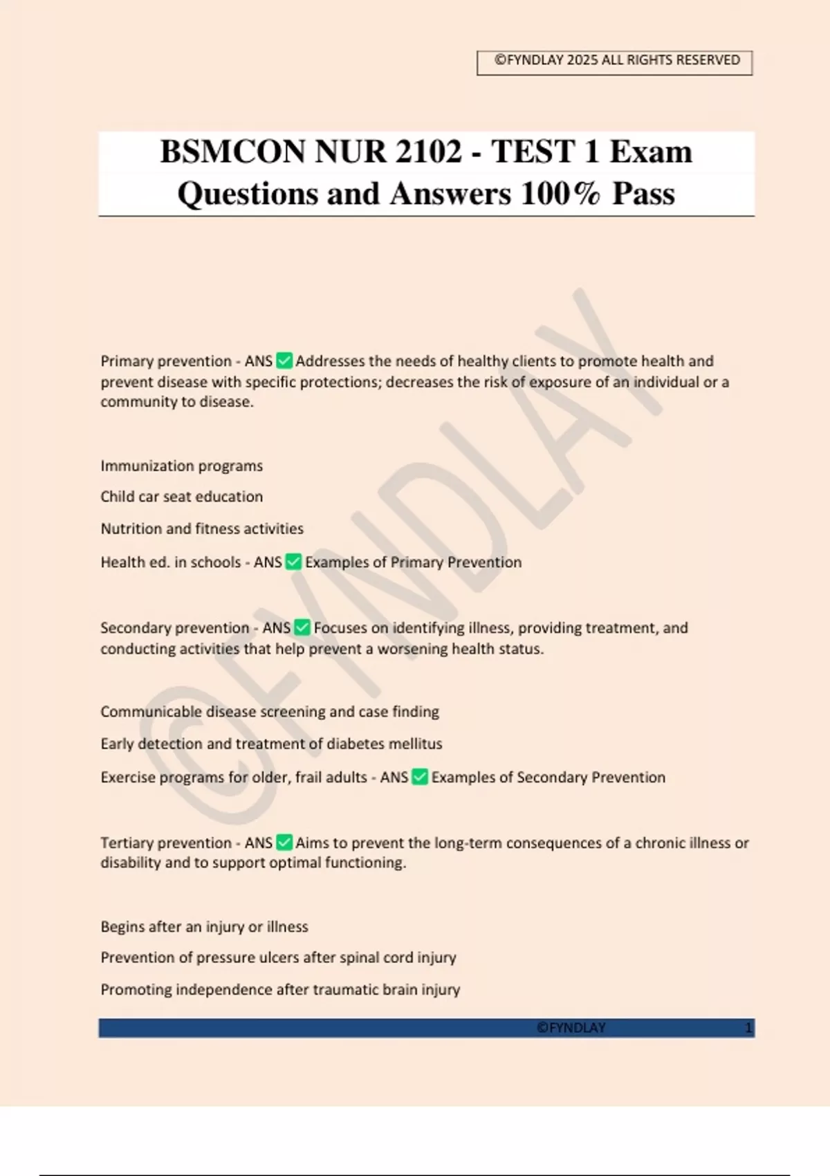 BSMCON NUR 2102 - TEST 1 Exam Questions and Answers 100% Pass - NUR ...