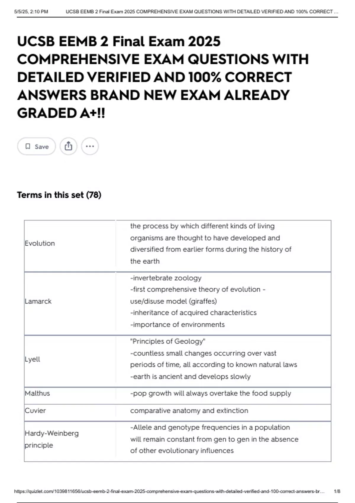UCSB EEMB 2 Final Exam 2025 COMPREHENSIVE EXAM QUESTIONS WITH DETAILED VERIFIED AND 100% CORRECT ...
