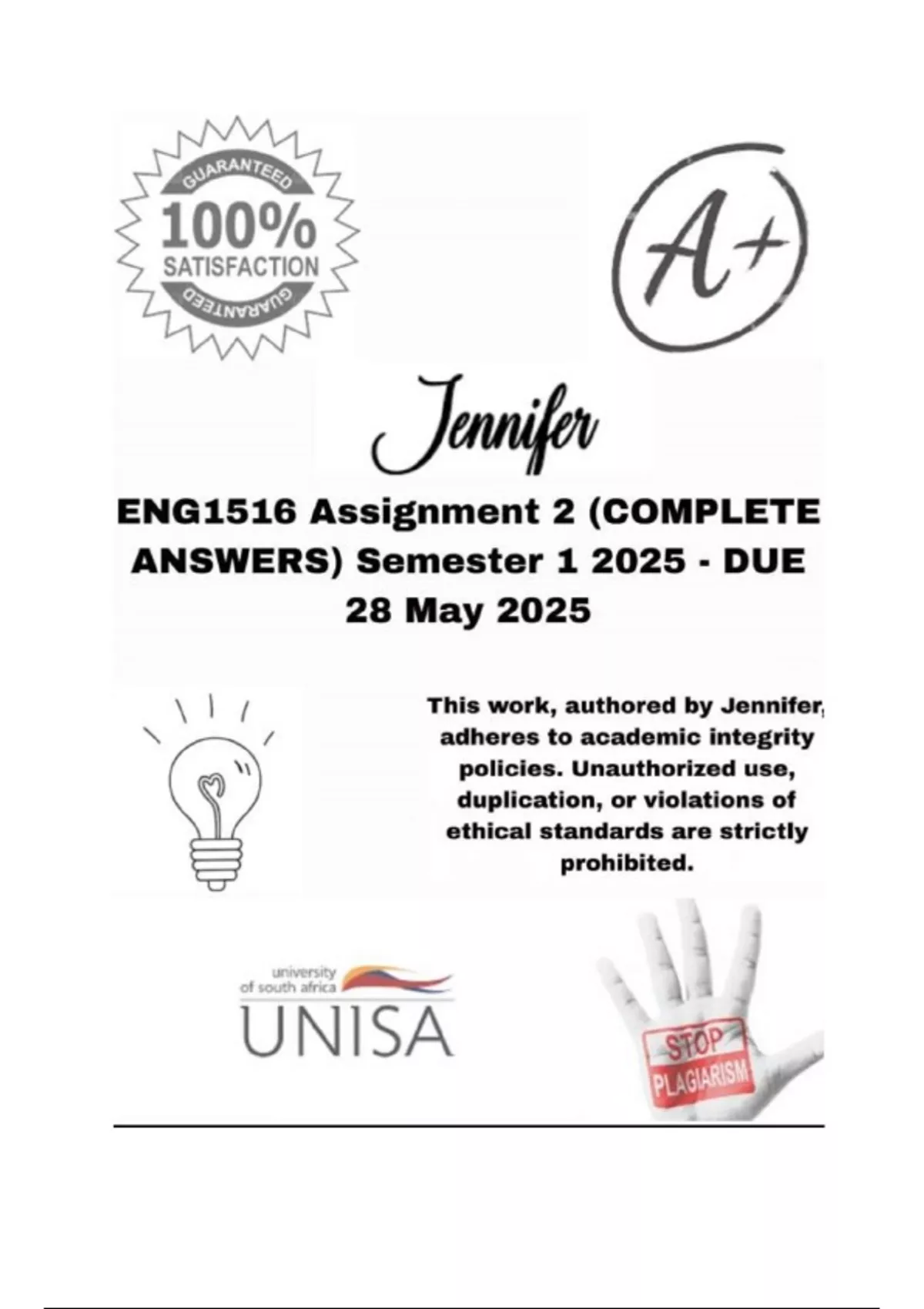 ENG1516 Assignment 2 (COMPLETE ANSWERS) Semester 1 2025 - DUE 28 May ...