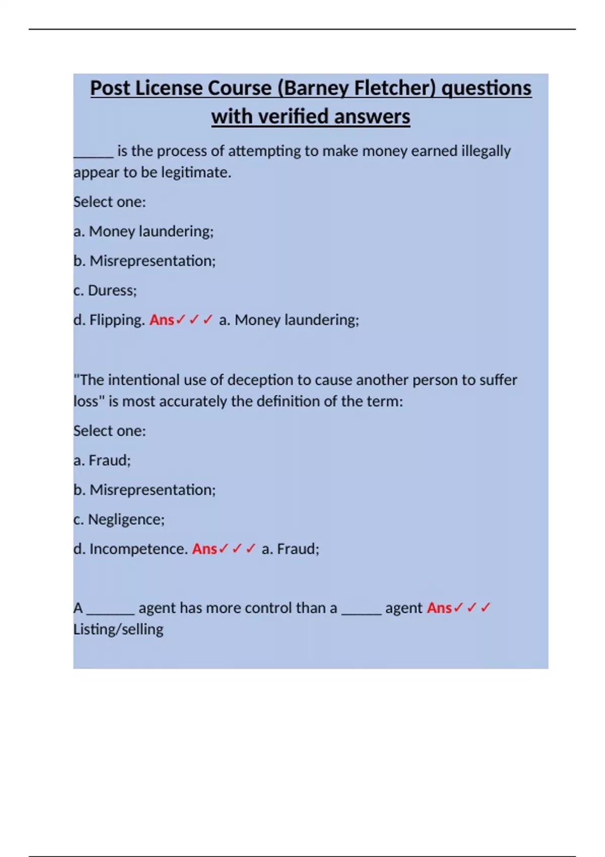 Florida Real Estate 45-Hour Post-Licensing Course Guide with Key ...