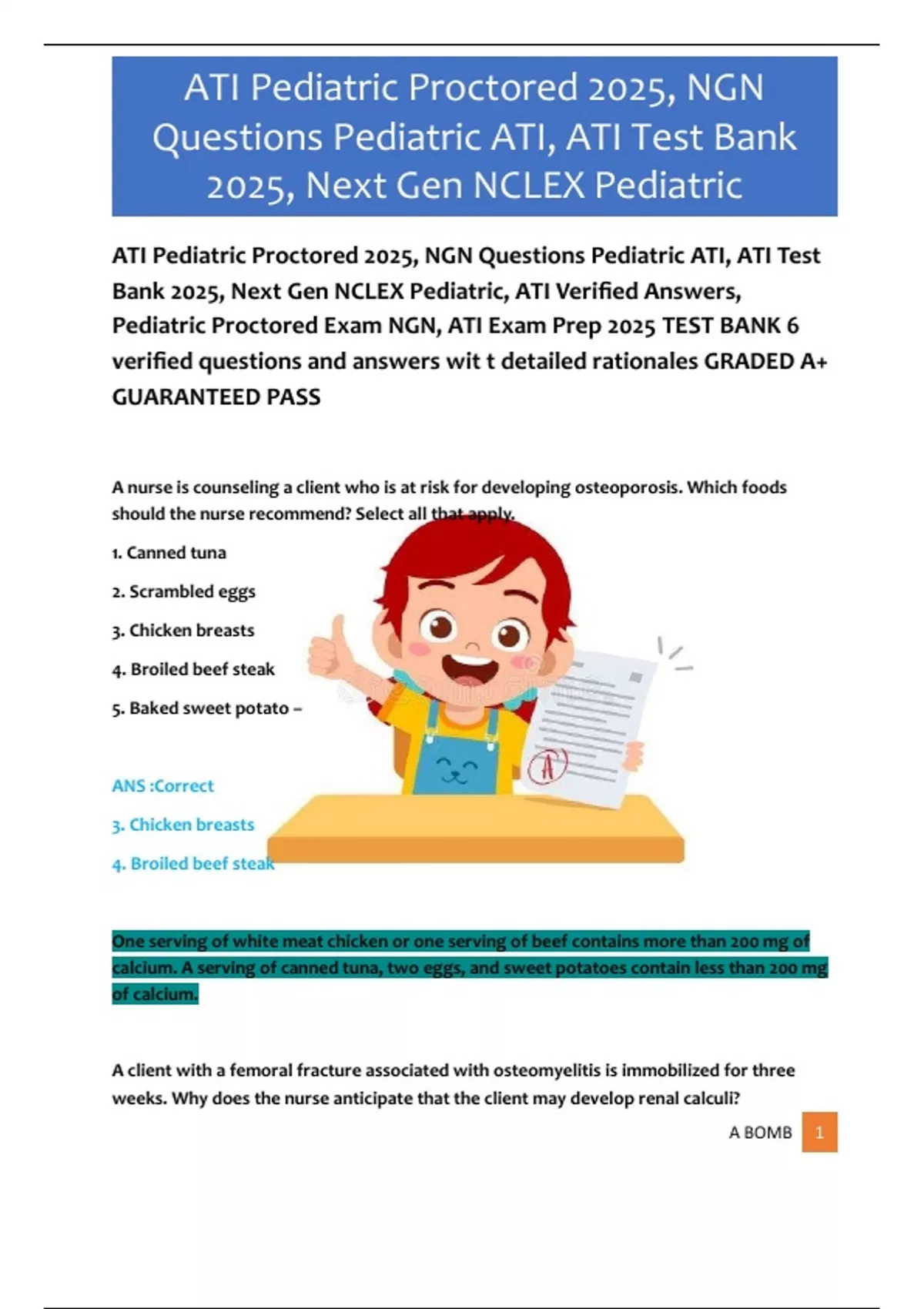 ATI Pediatric Proctored 2025, NGN Questions Pediatric ATI, ATI Test ...