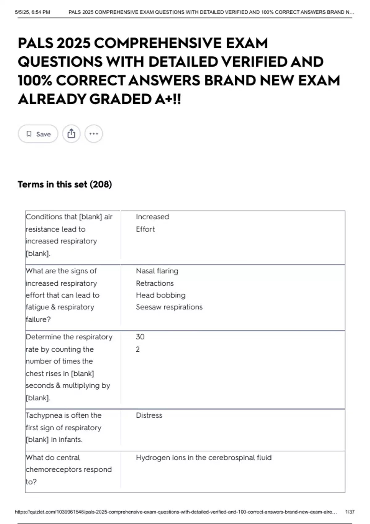 PALS 2025 COMPREHENSIVE EXAM QUESTIONS WITH DETAILED VERIFIED AND 100% ...