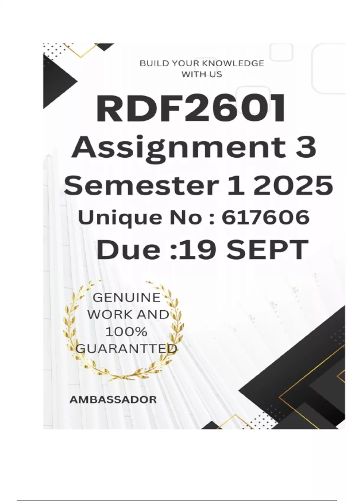 RDF2601 Assignment 3 PORTFOLIO (COMPLETE ANSWERS) Semester 1 2025 ...