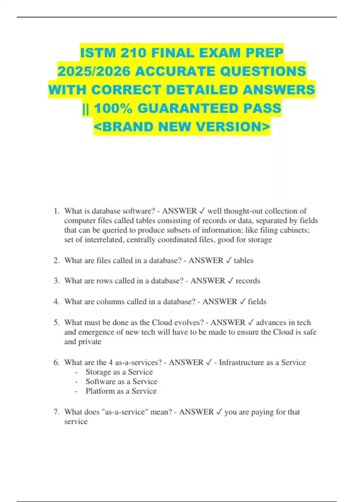 ISTM 210 FINAL EXAM PREP 2025/2026 ACCURATE QUESTIONS WITH CORRECT ...