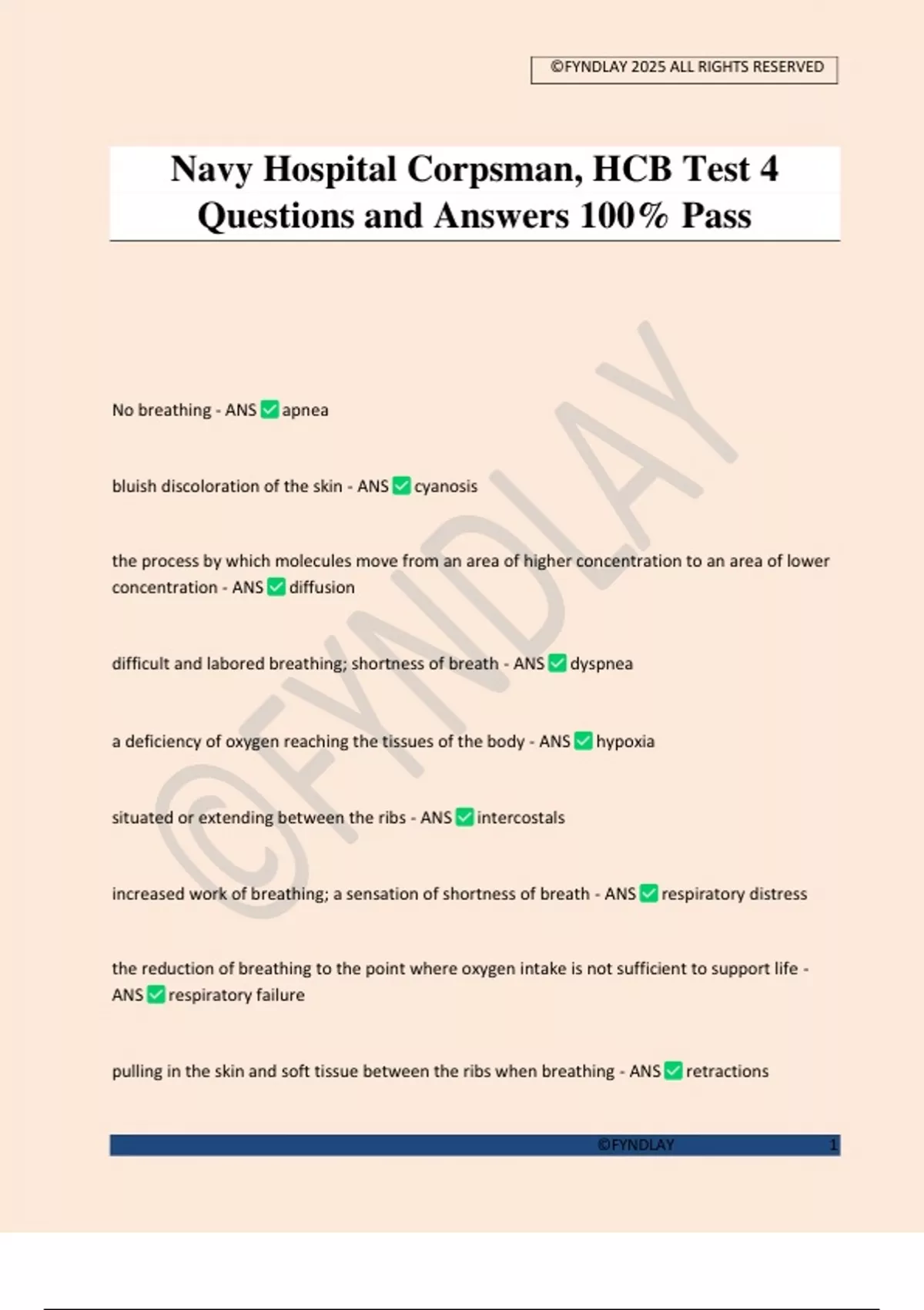 Navy Hospital Corpsman, HCB Test 4 Questions and Answers 100% Pass ...