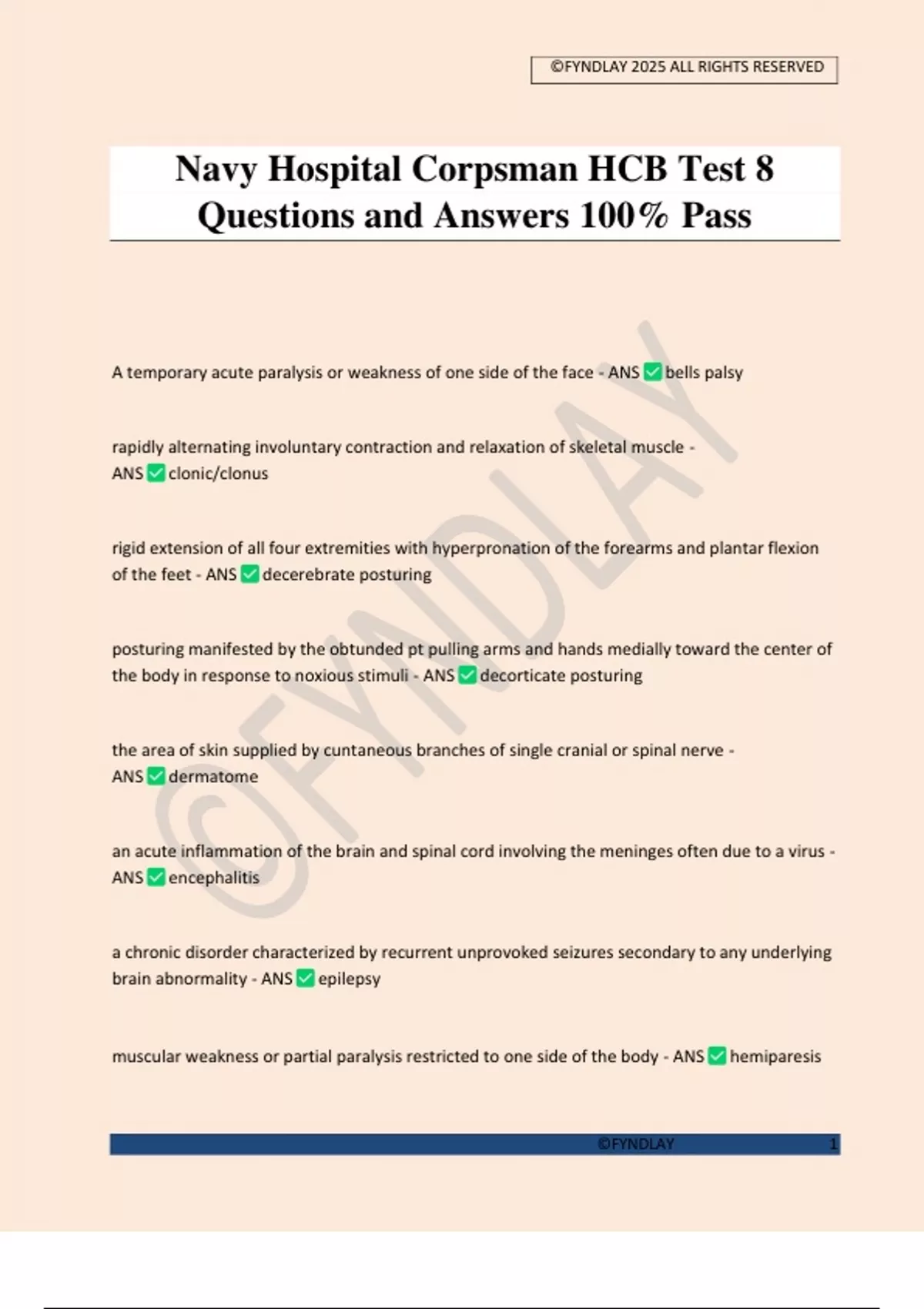 Navy Hospital Corpsman HCB Test 8 Questions and Answers 100% Pass - HCB ...