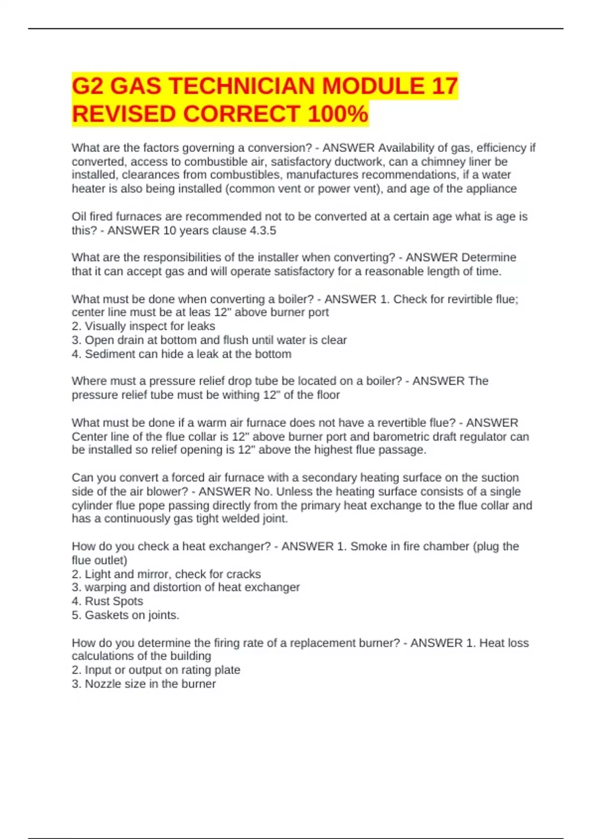 G2 GAS TECHNICIAN MODULE 17 REVISED CORRECT 100% - G2 GAS TECHNICIAN ...