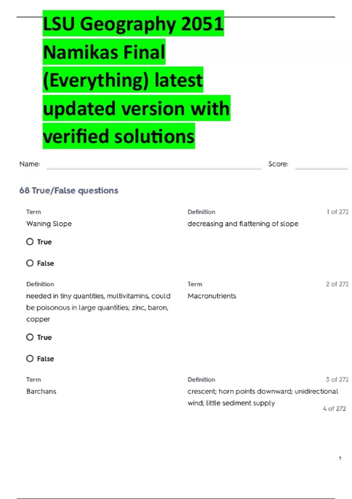 LSU Geography 2051 | Namikas Final |(Everything) latest updated version ...
