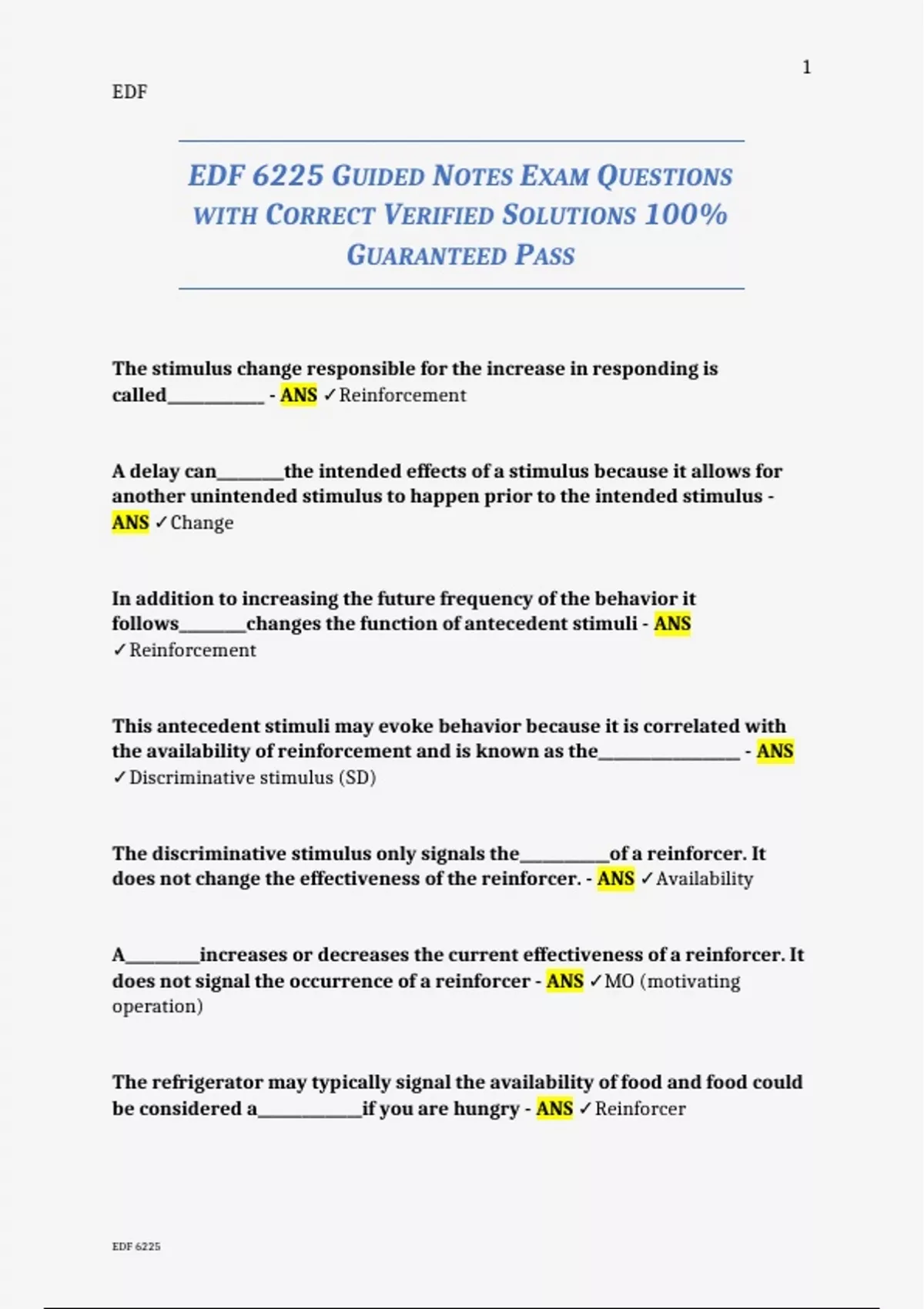 EDF 6225 Guided Notes Exam Questions & Correct Verified Solutions (2025 ...
