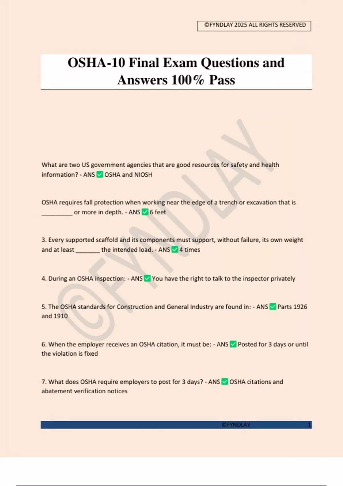 OSHA-10 Final Exam Questions and Answers 100% Pass - OSHA 10 - Stuvia US