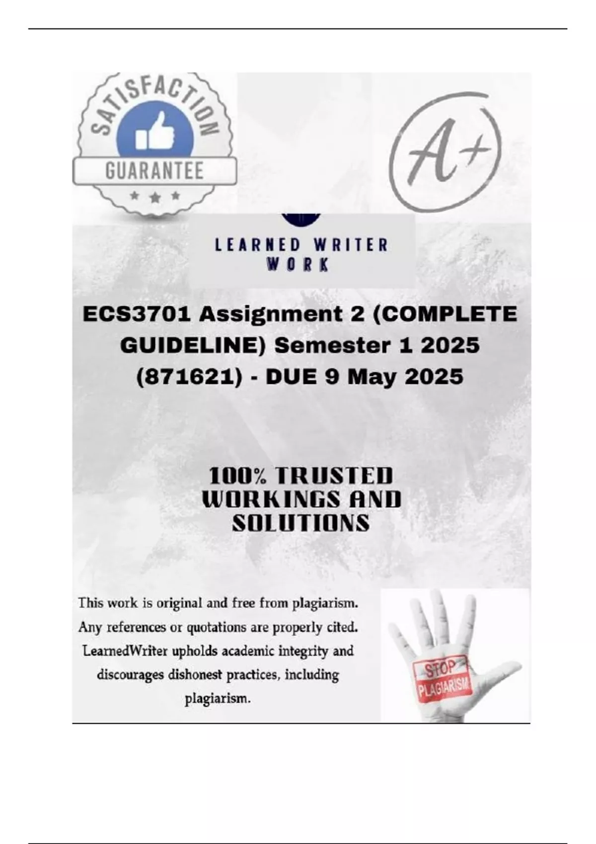 ECS3701 Assignment 2 (COMPLETE GUIDELINE) Semester 1 2025 (871621) - DUE 9 May 2025;100% trusted ...