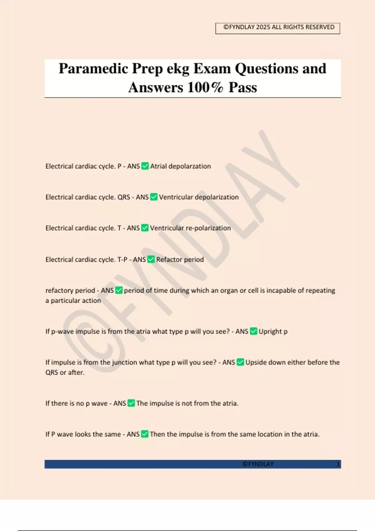 Paramedic Prep ekg Exam Questions and Answers 100% Pass - Paramedic ...
