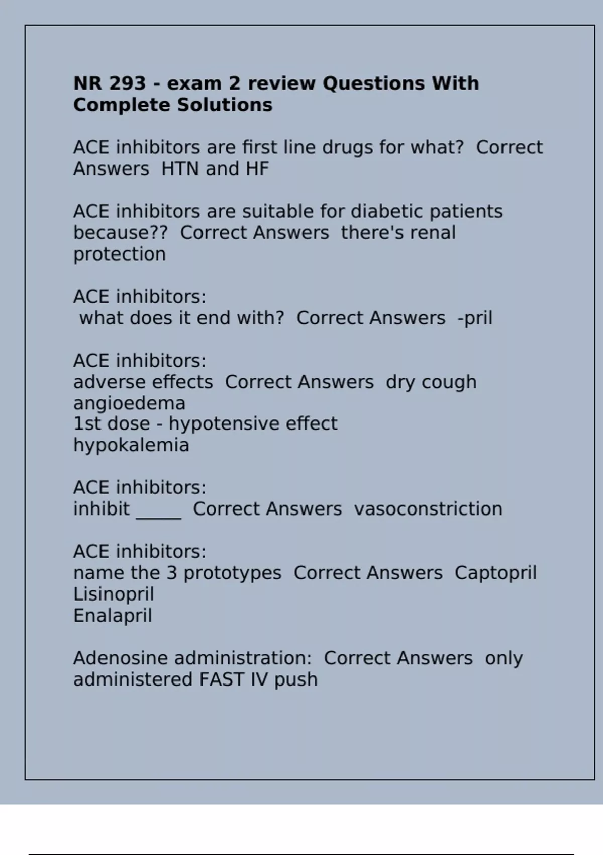 NR 293 - exam 2 review Questions With Complete Solutions - NR 293 ...