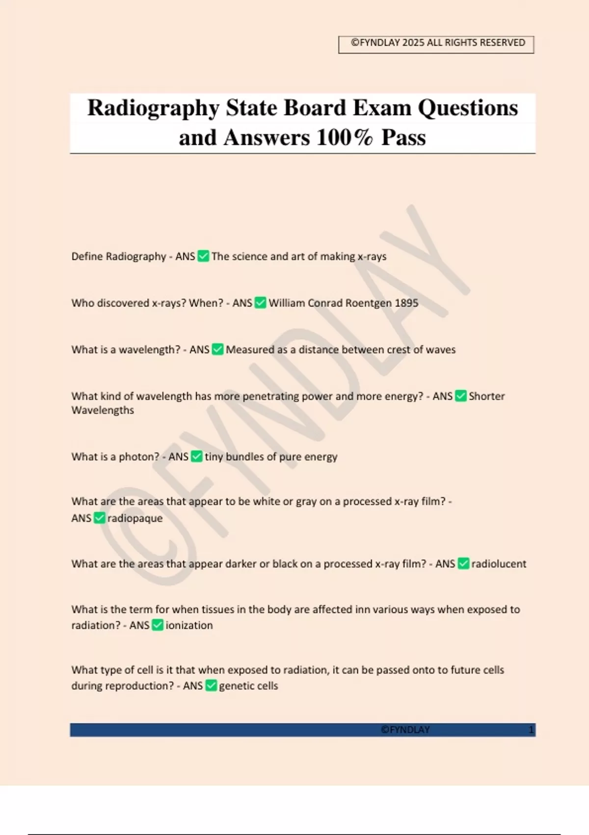 Radiography State Board Exam Questions and Answers 100% Pass ...