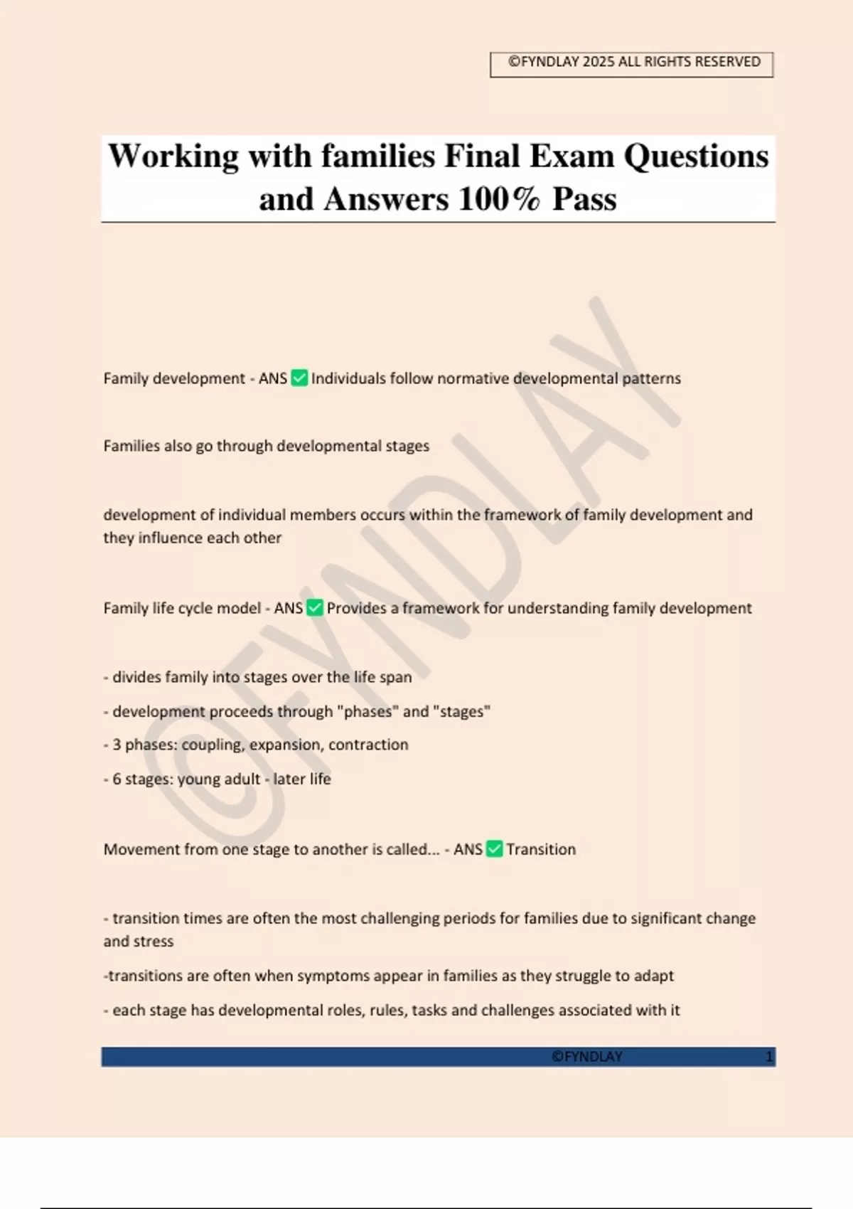 Working with families Final Exam Questions and Answers 100% Pass ...