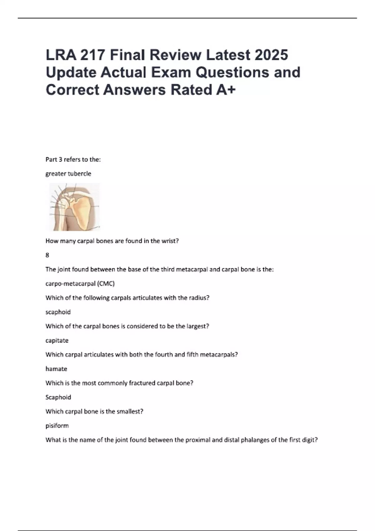 LRA 217 Final Questions and Verified Answers (100% Correct Score ...
