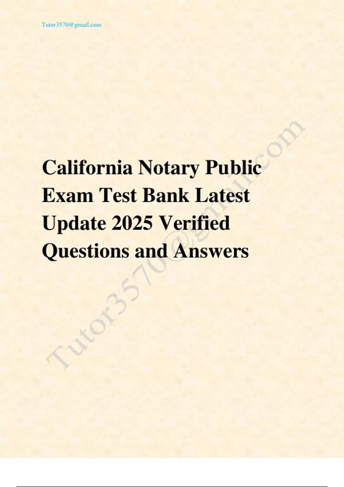 California Notary Public Exam – Test Bank 2025 (Latest Update ...