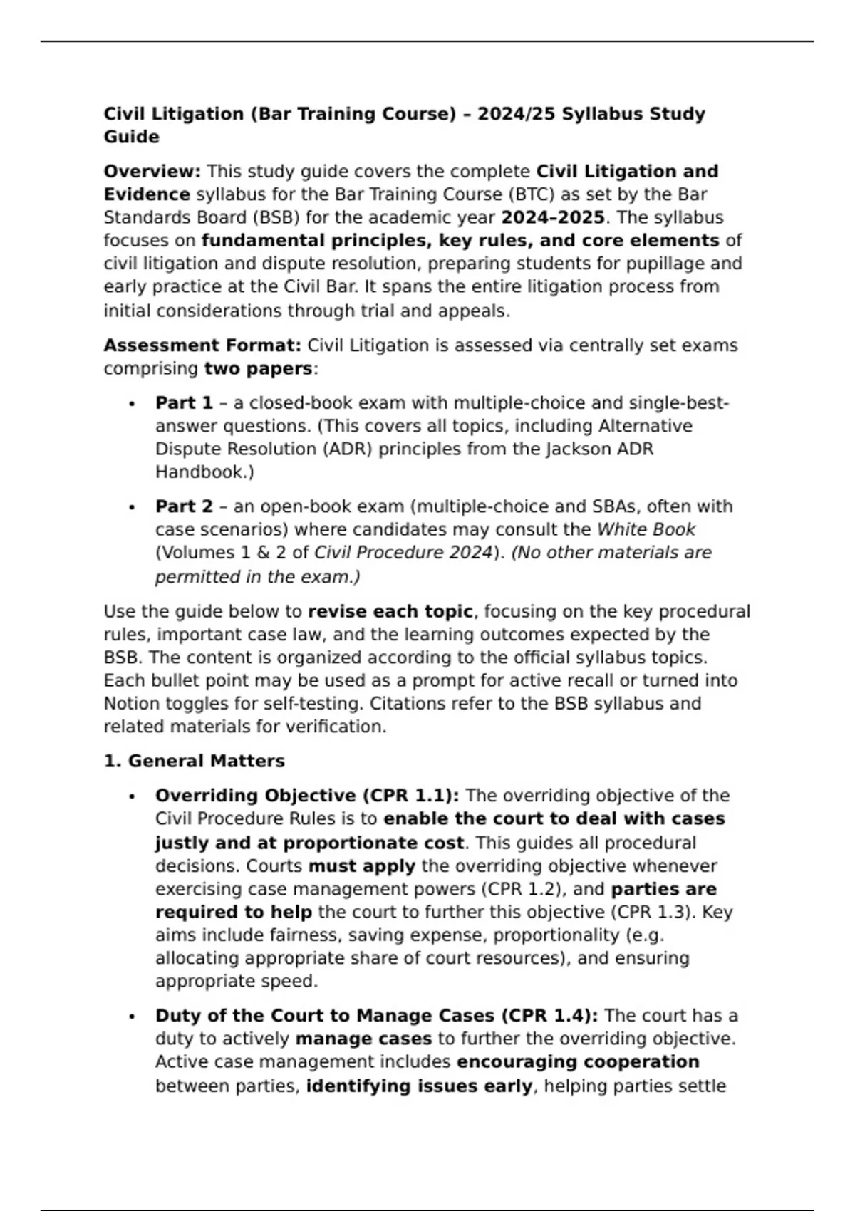 Civil Litigation Revision Guide 2025 - Civil Litigation Revision Notes ...