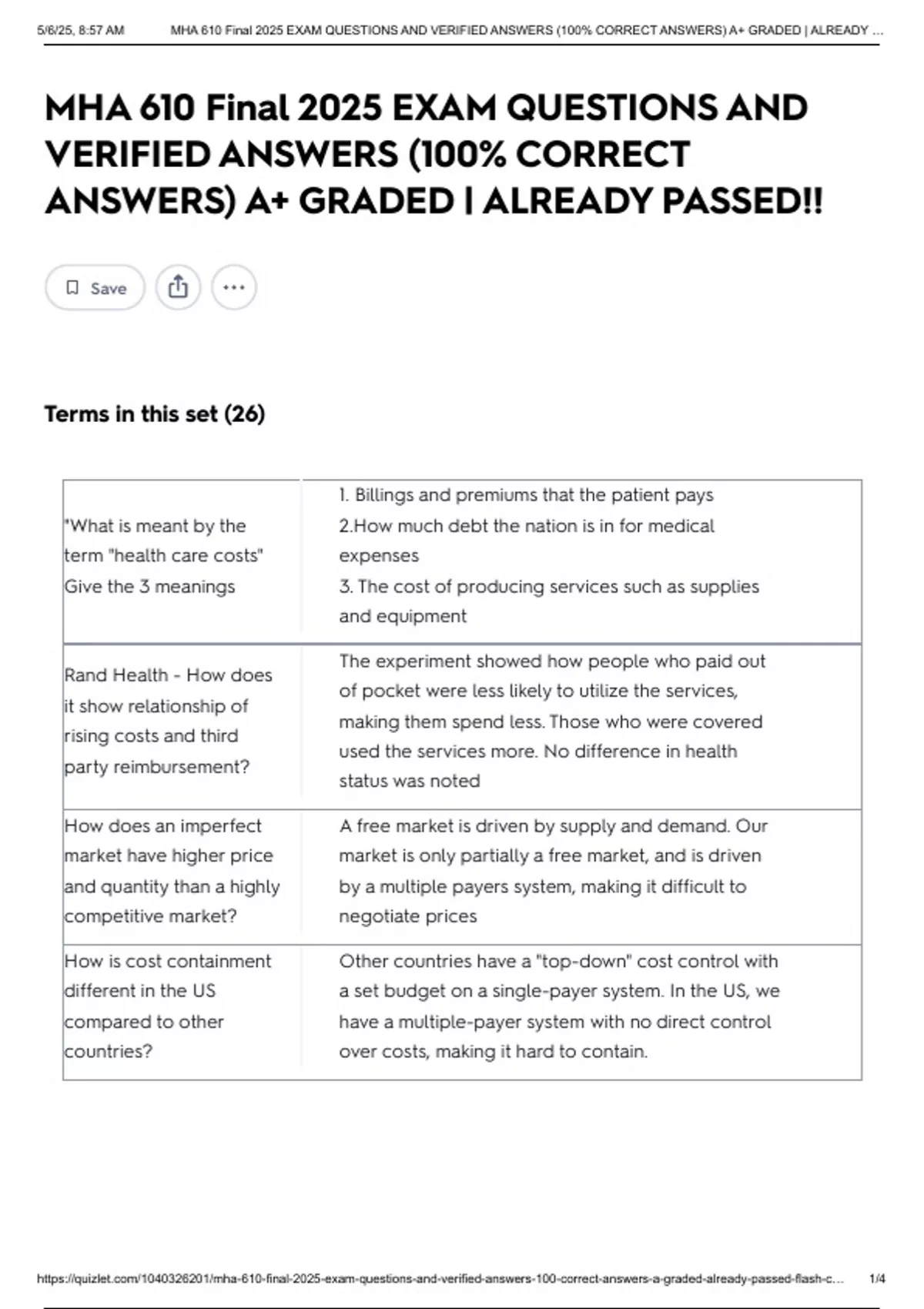 MHA 610 Final 2025 EXAM QUESTIONS AND VERIFIED ANSWERS (100% CORRECT ...