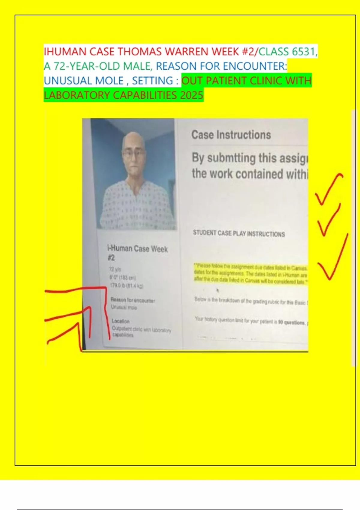 IHUMAN CASE THOMAS WARREN WEEK #2/CLASS 6531, A 72-YEAR-OLD MALE ...