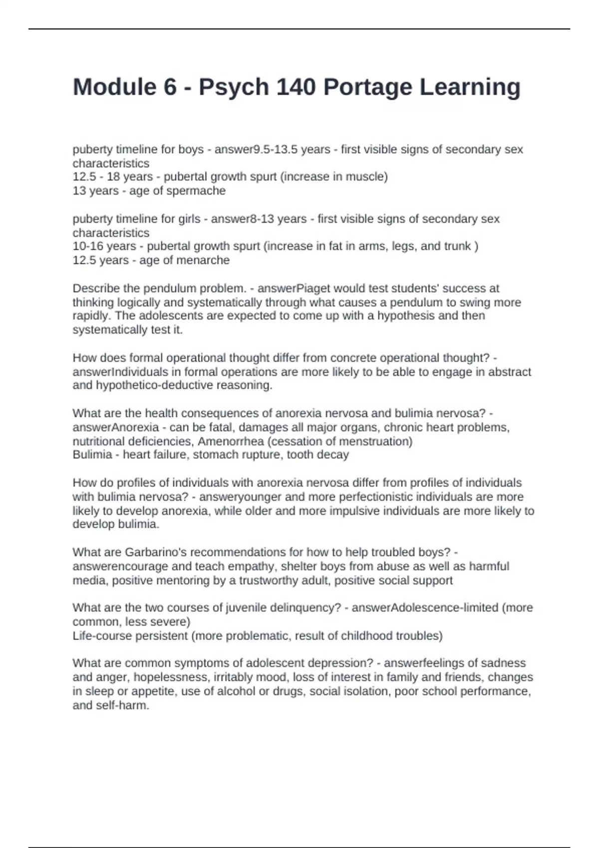 Module 6 - Psych 140 Portage Learning Questions with Correct Answers ...